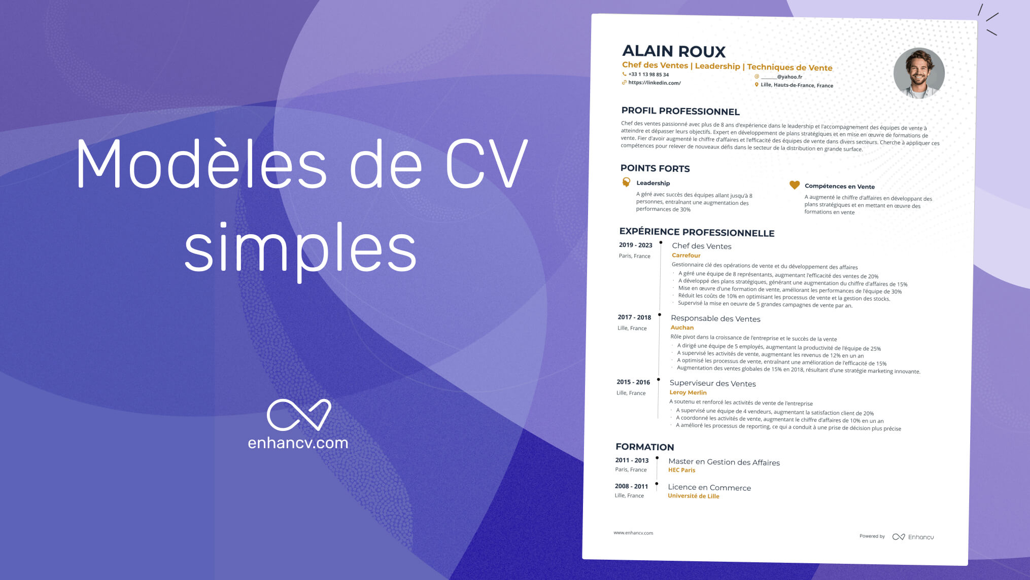 CV Exemple Simple – Modèle Gratuit & Facile à Personnaliser