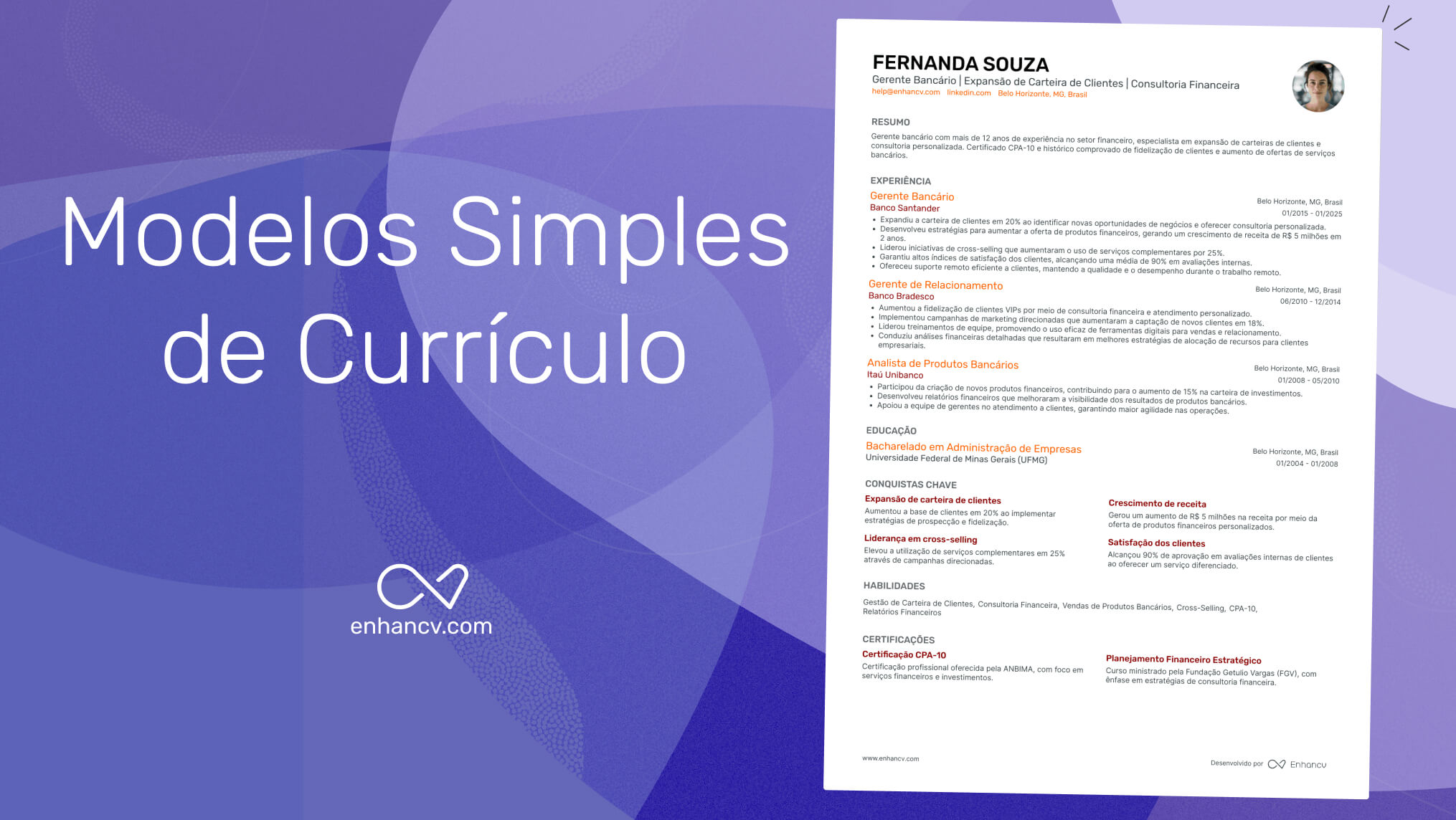Currículo Simples: Edite e Baixe Grátis con EnhanCV