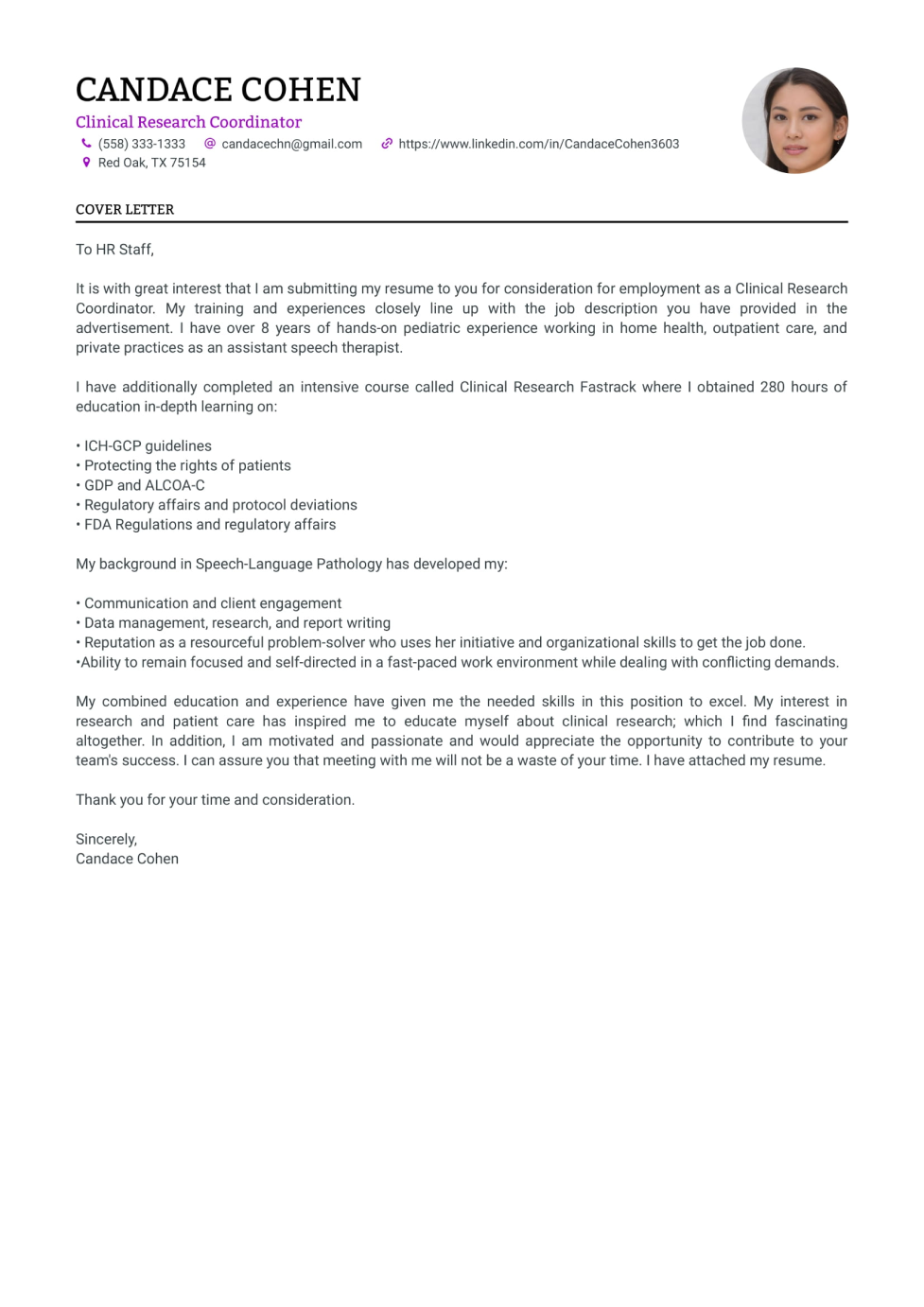 The Best Cover Letter Template