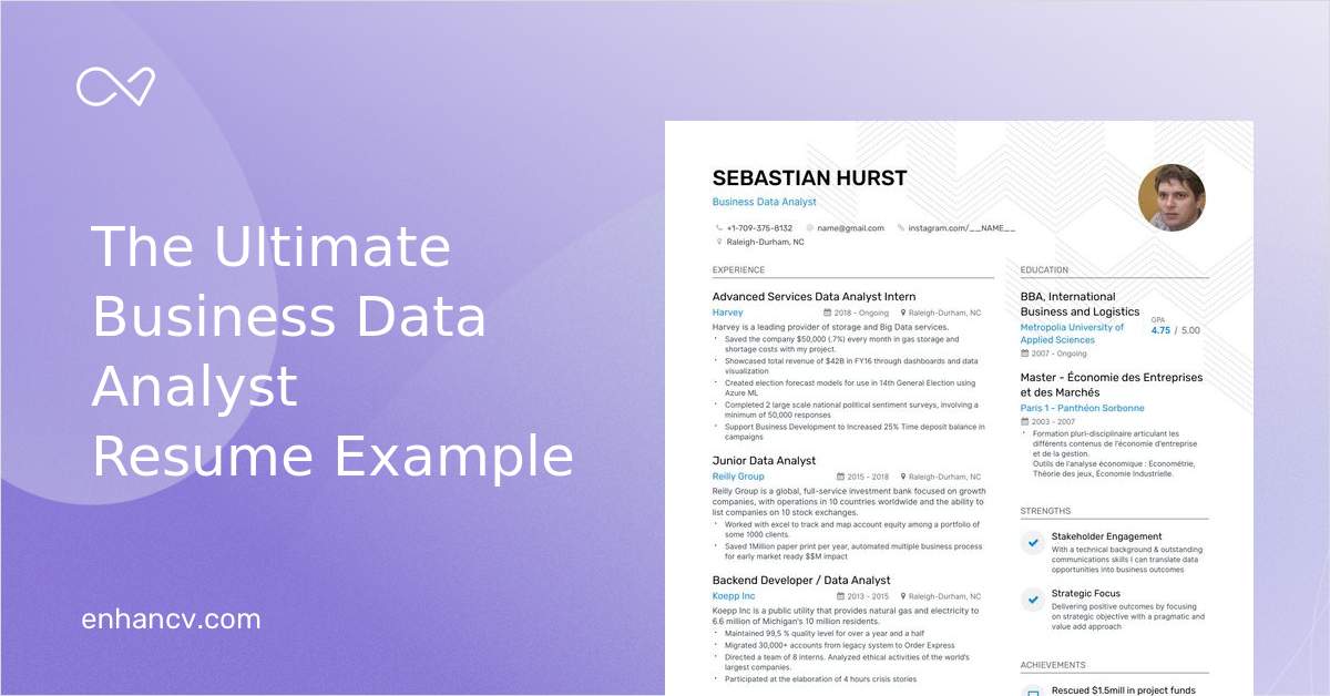5 Business Data Analyst Resume Examples & Guide for 2024
