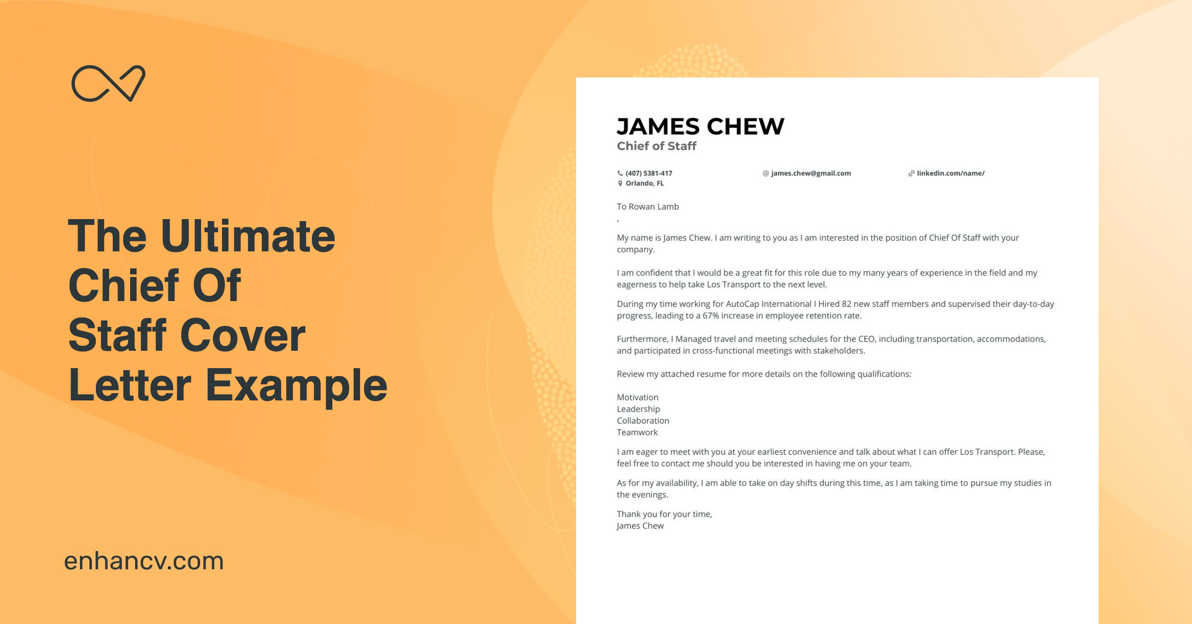 Real Chief Of Staff Cover Letter Example For 2023