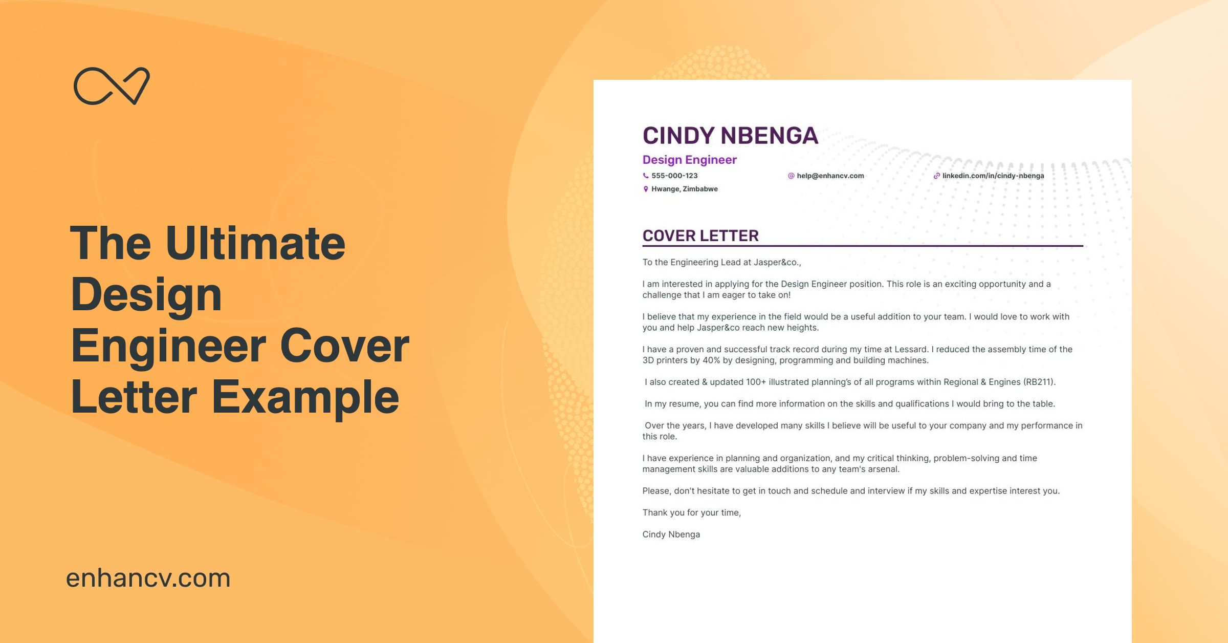 Real Design Engineer Cover Letter Example for 2023