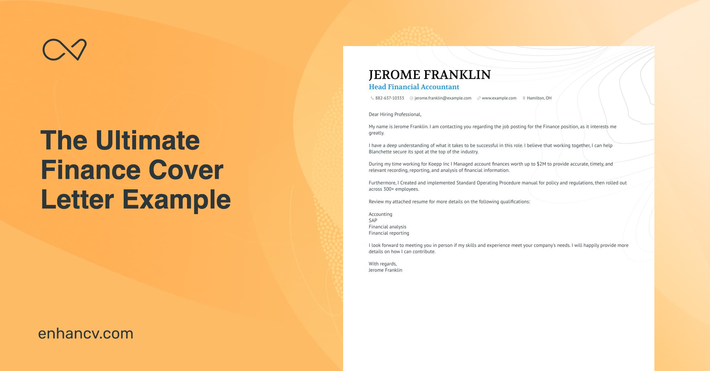 Real Finance Cover Letter Example for 2023