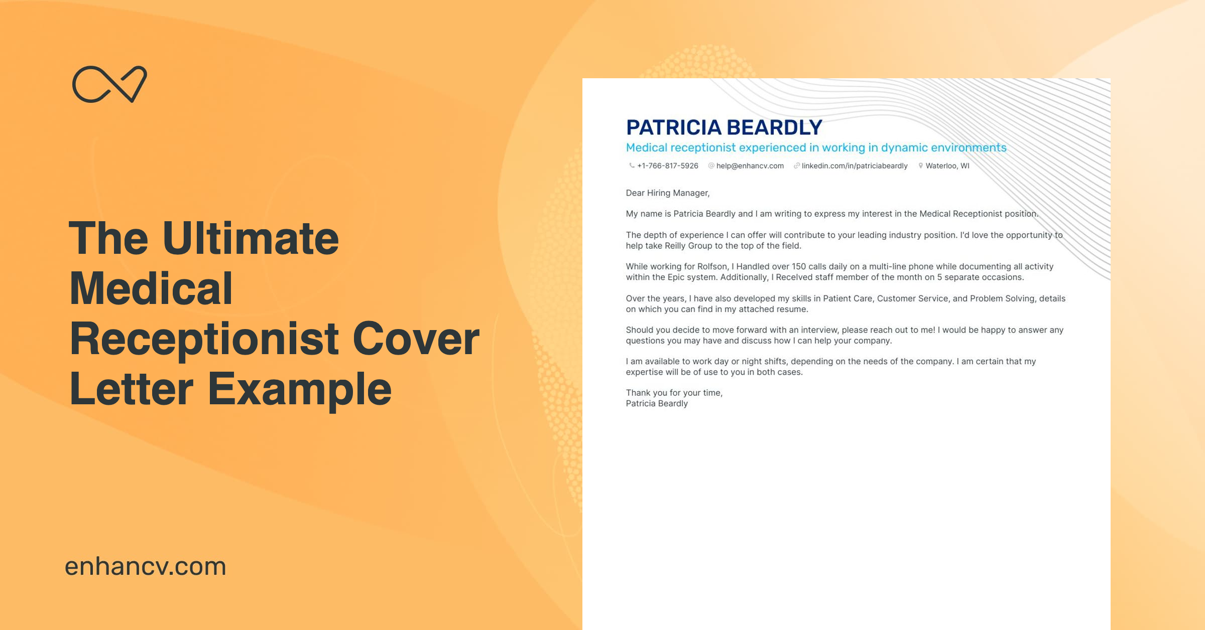 Real Medical Receptionist Cover Letter Example for 2024