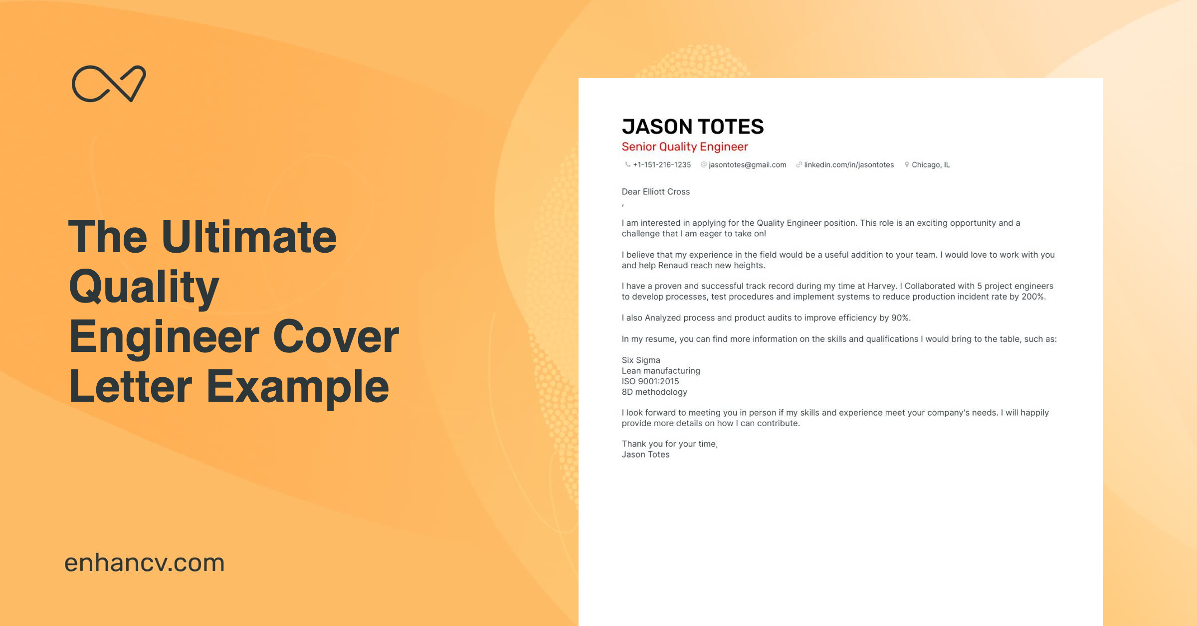 Real Quality Engineer Cover Letter Example For 2023