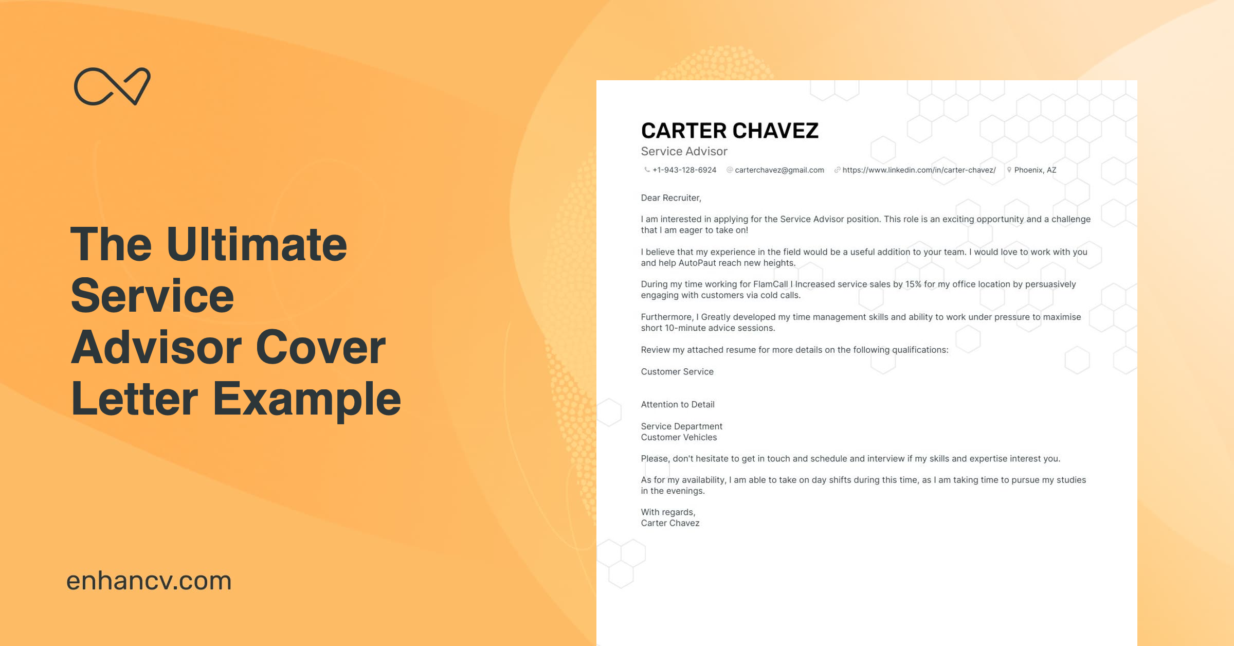 Real Service Advisor Cover Letter Example for 2023