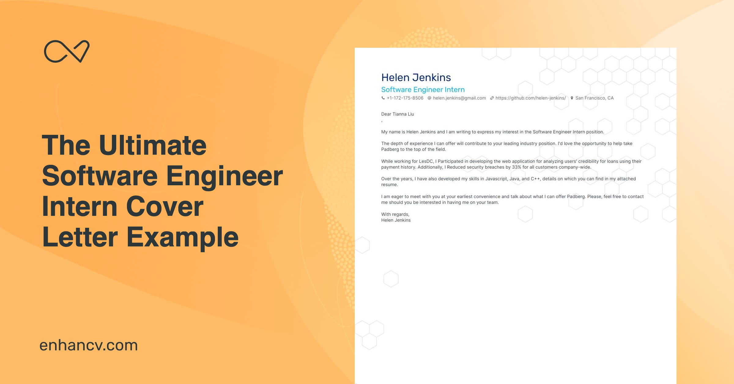 Real Software Engineer Intern Cover Letter Example for 2023