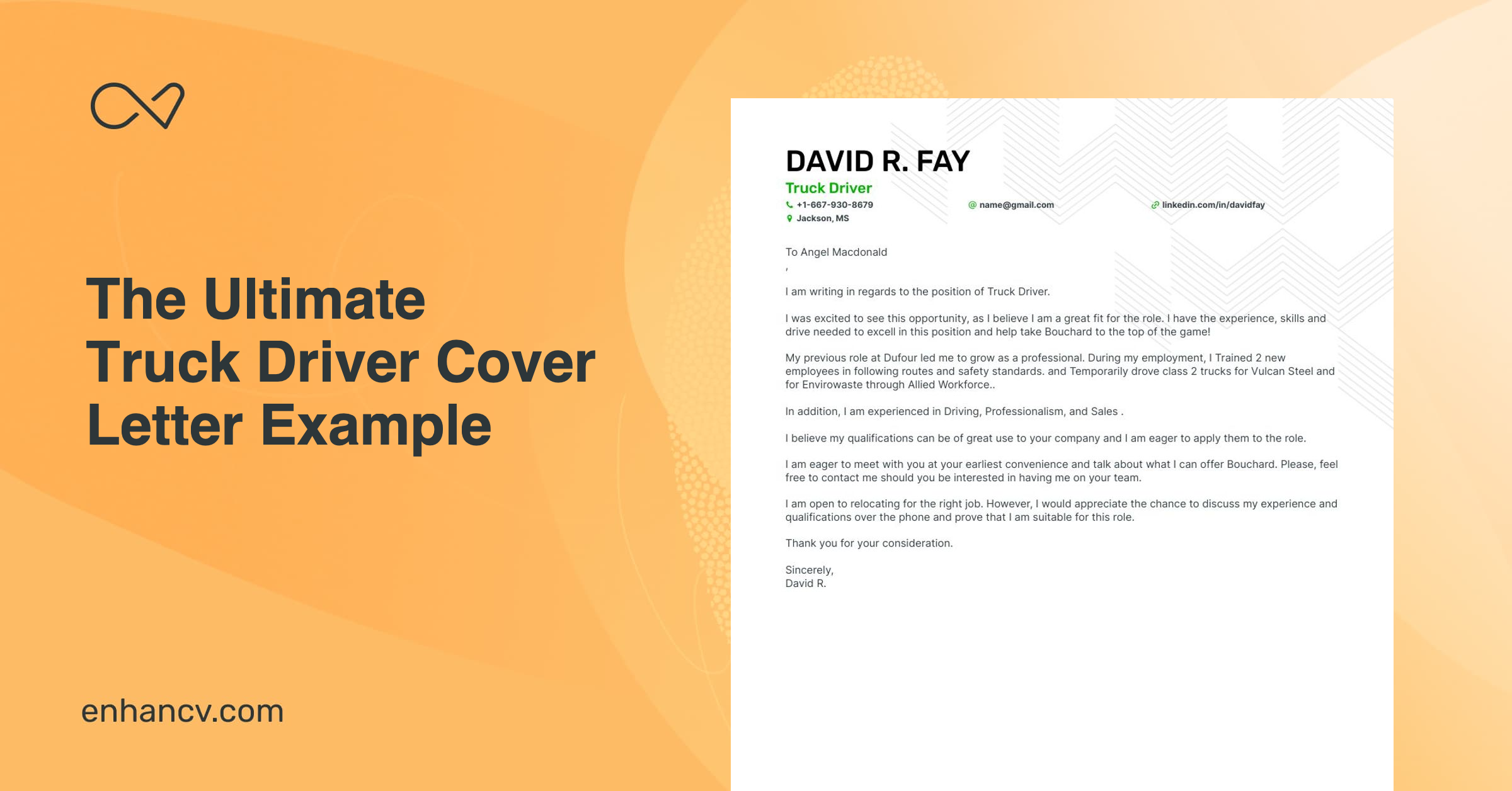 Real Truck Driver Cover Letter Example For 2024