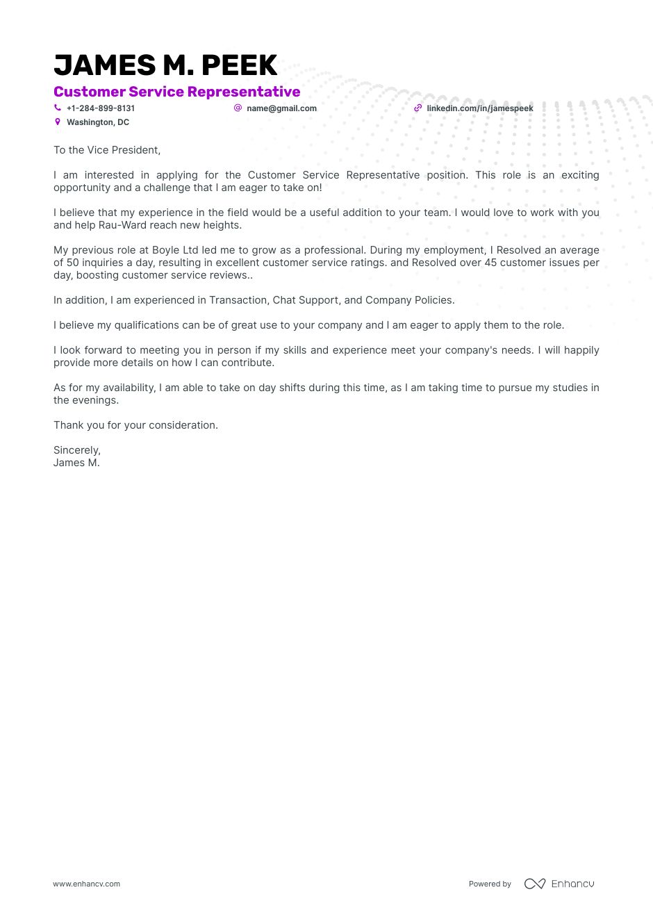 Patient Care Representative Cover Letter