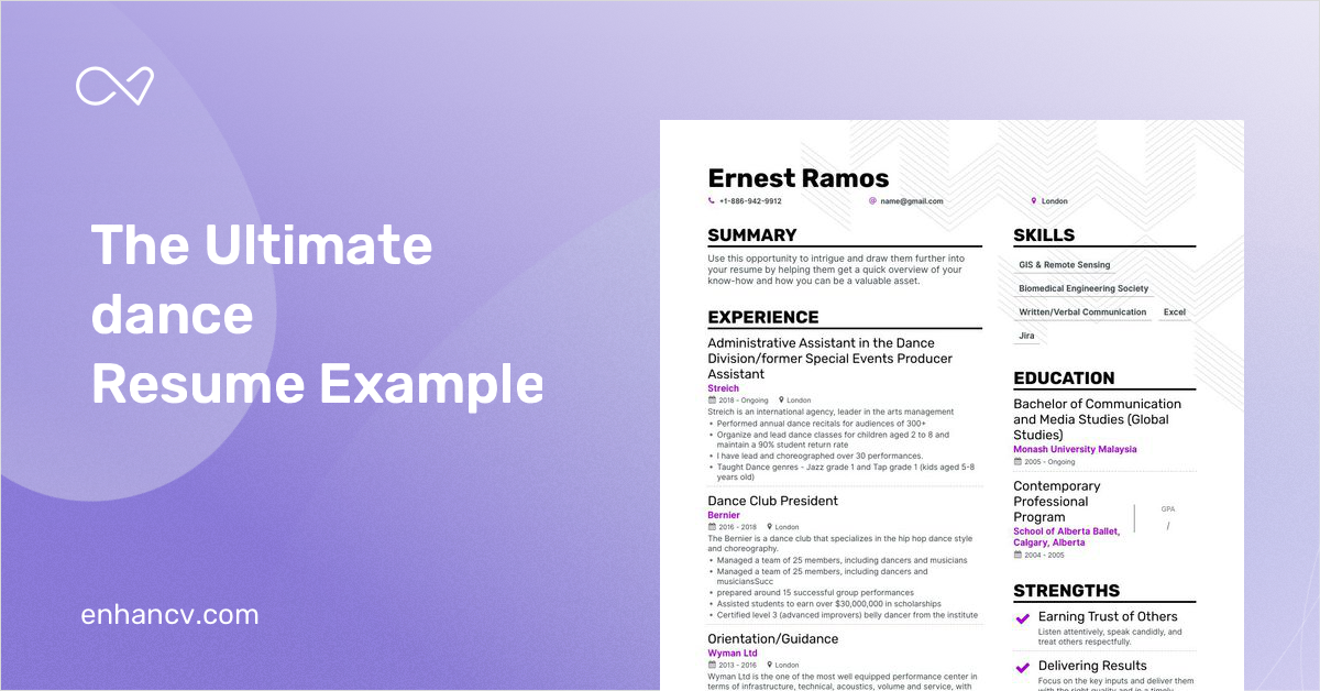 5 Dance Resume Examples & Guide for 2023