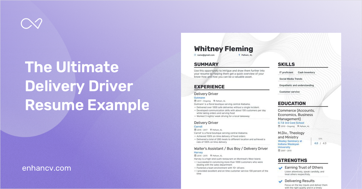 6 Delivery Driver Resume Examples & Guide for 2023