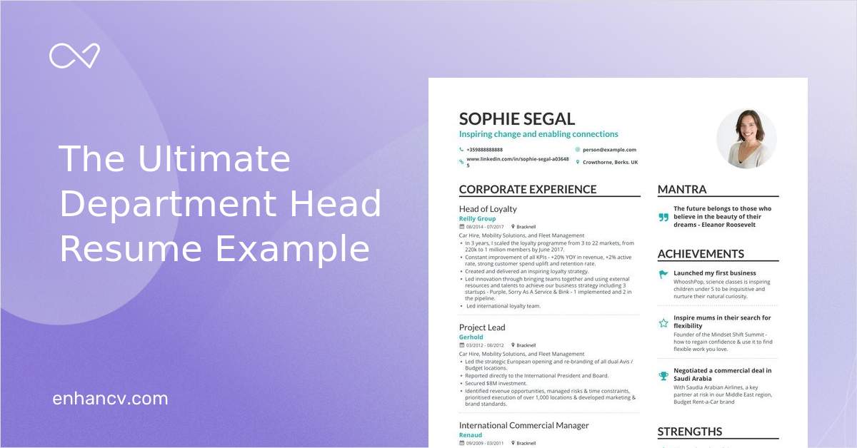 5 Department Head Resume Examples Guide For 2023