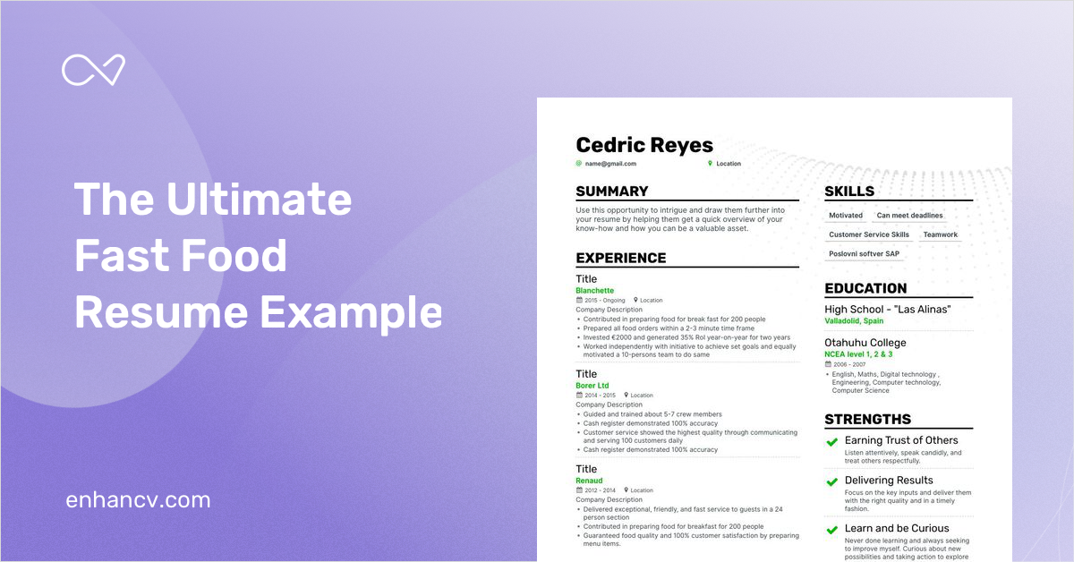 5 Fast Food Resume Examples & Guide for 2023