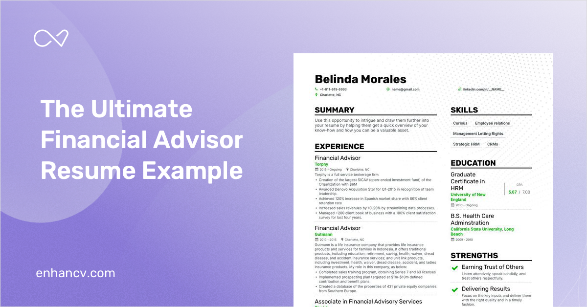 5 Financial Advisor Resume Examples & Guide for 2024