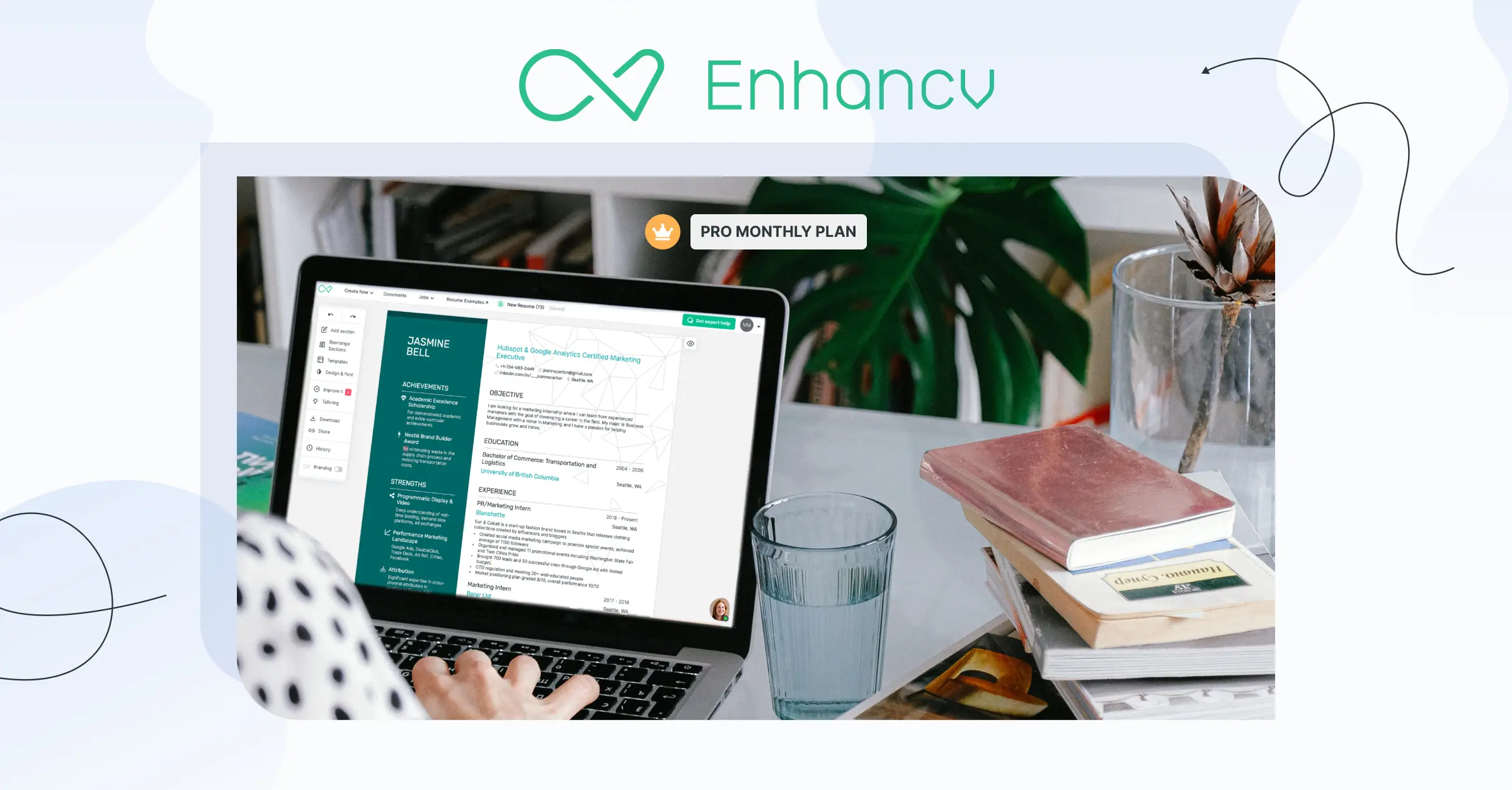 Créateur de CV à partir de €13 et plan gratuit de 7 jours | Enhancv