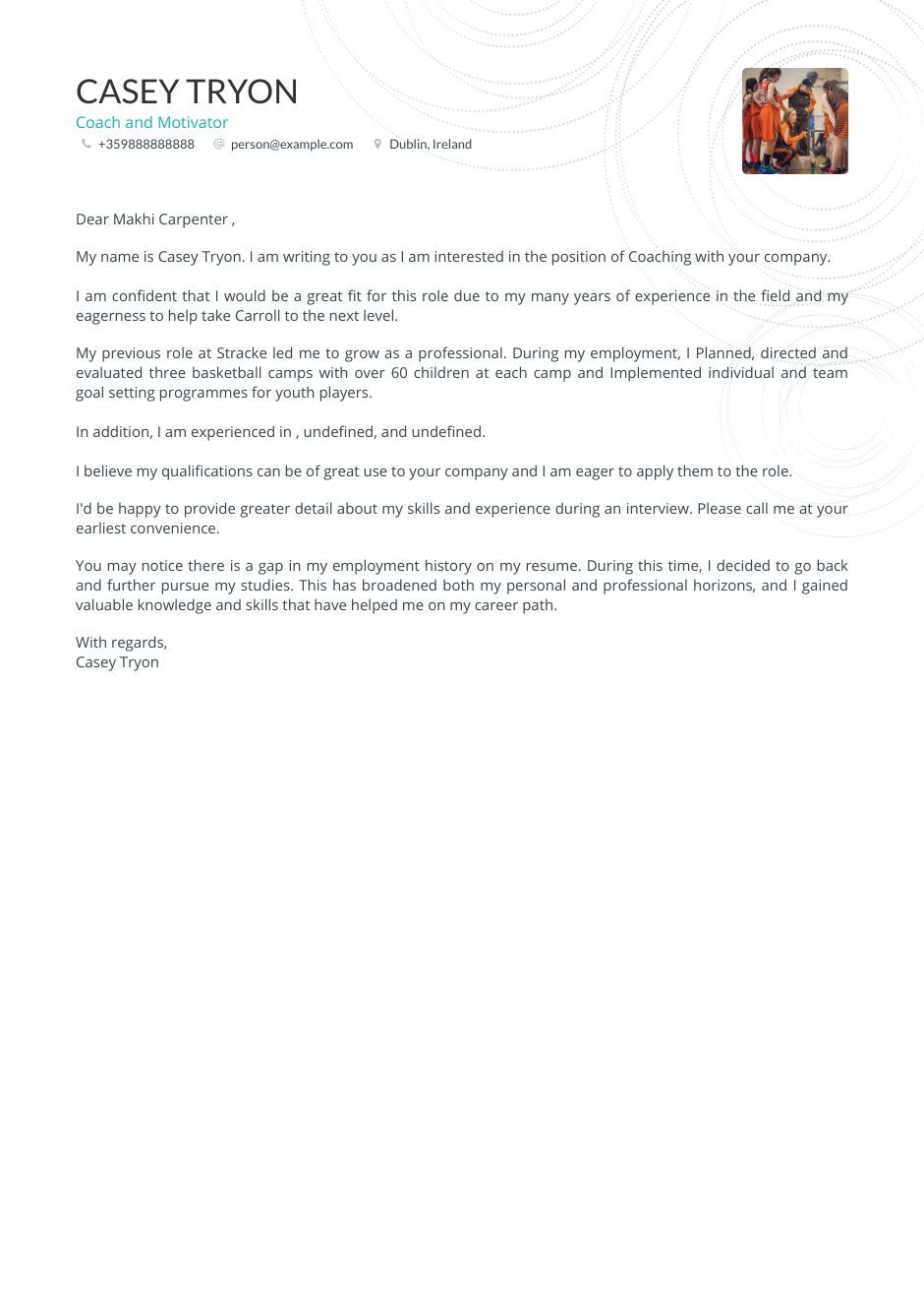 Real Coaching Cover Letter Example for 2023