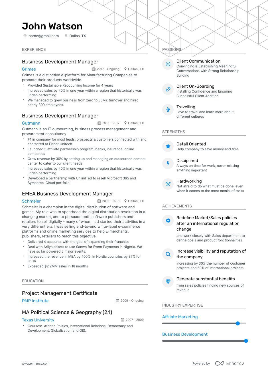 Business Development Resume Samples [4 Templates + Tips] (Layout ...