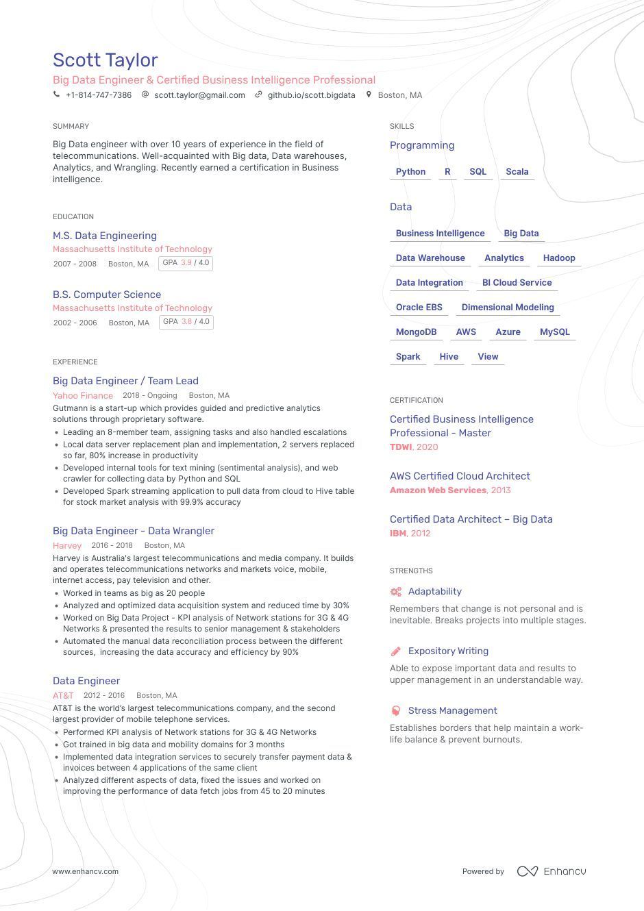 Data Engineer Resume Examples & Guide for 2023 (Layout, Skills ...