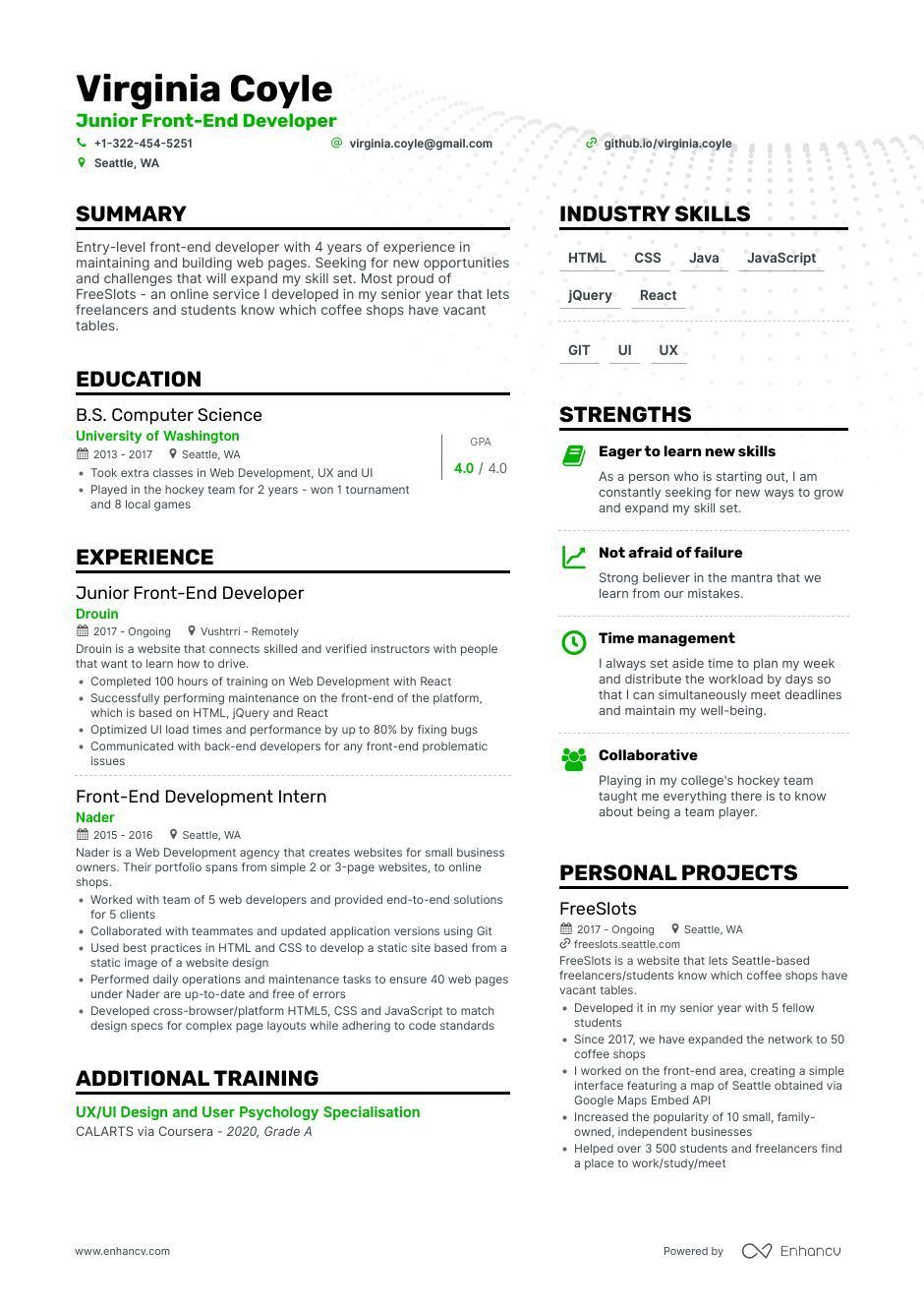 Front End Developer Resume Examples & Guide for 2023 (Layout, Skills ...