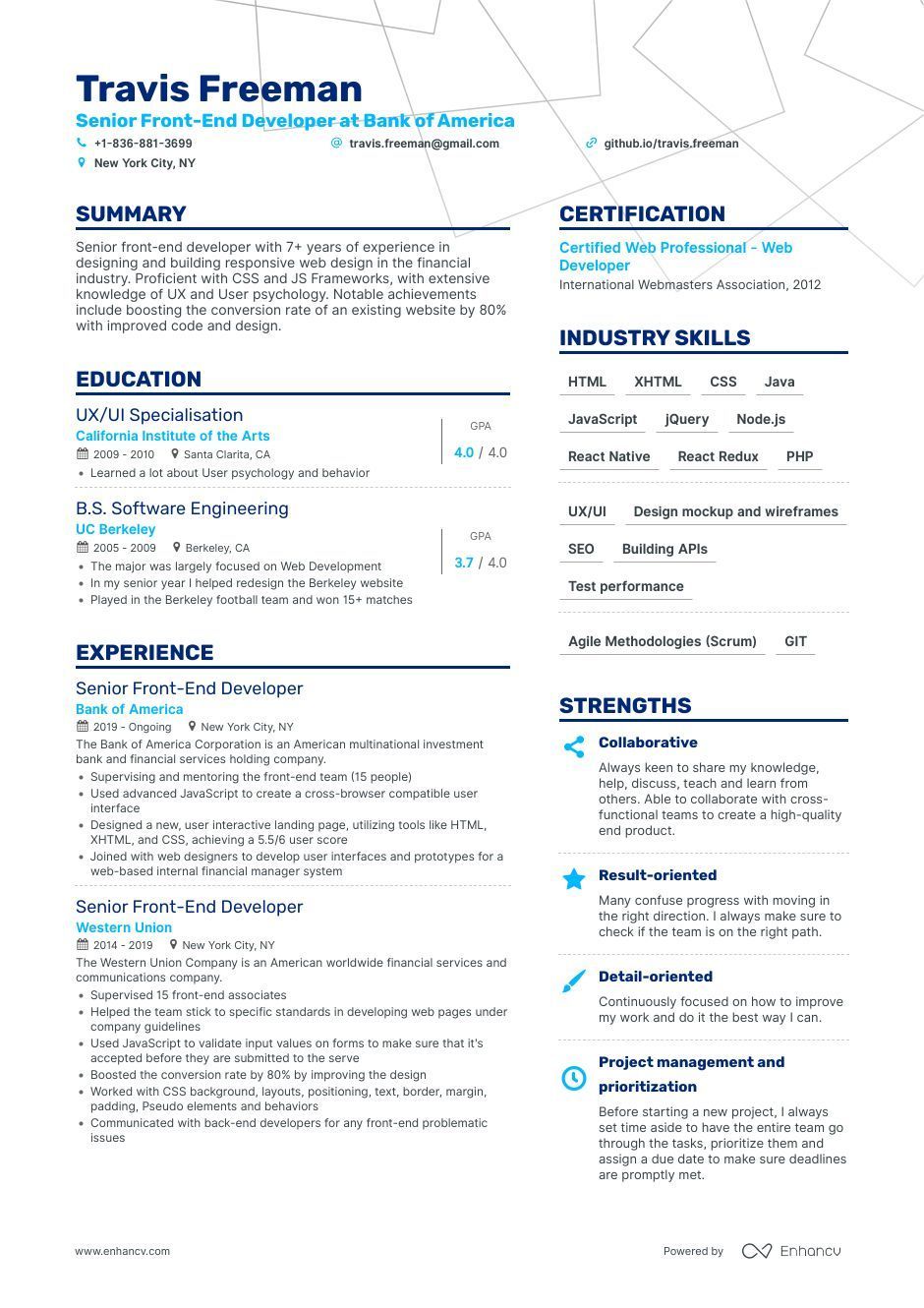 Front End Developer Resume Examples & Guide for 2023 (Layout, Skills ...