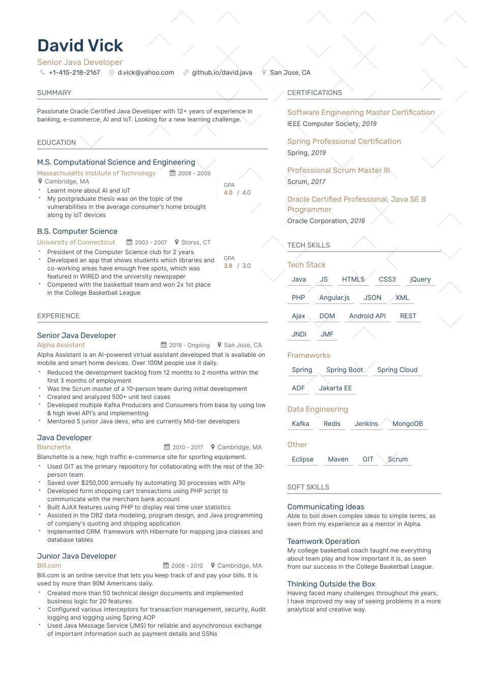 Java Developer Resume Guide & Samples (Layout, Skills, Keywords & Job ...