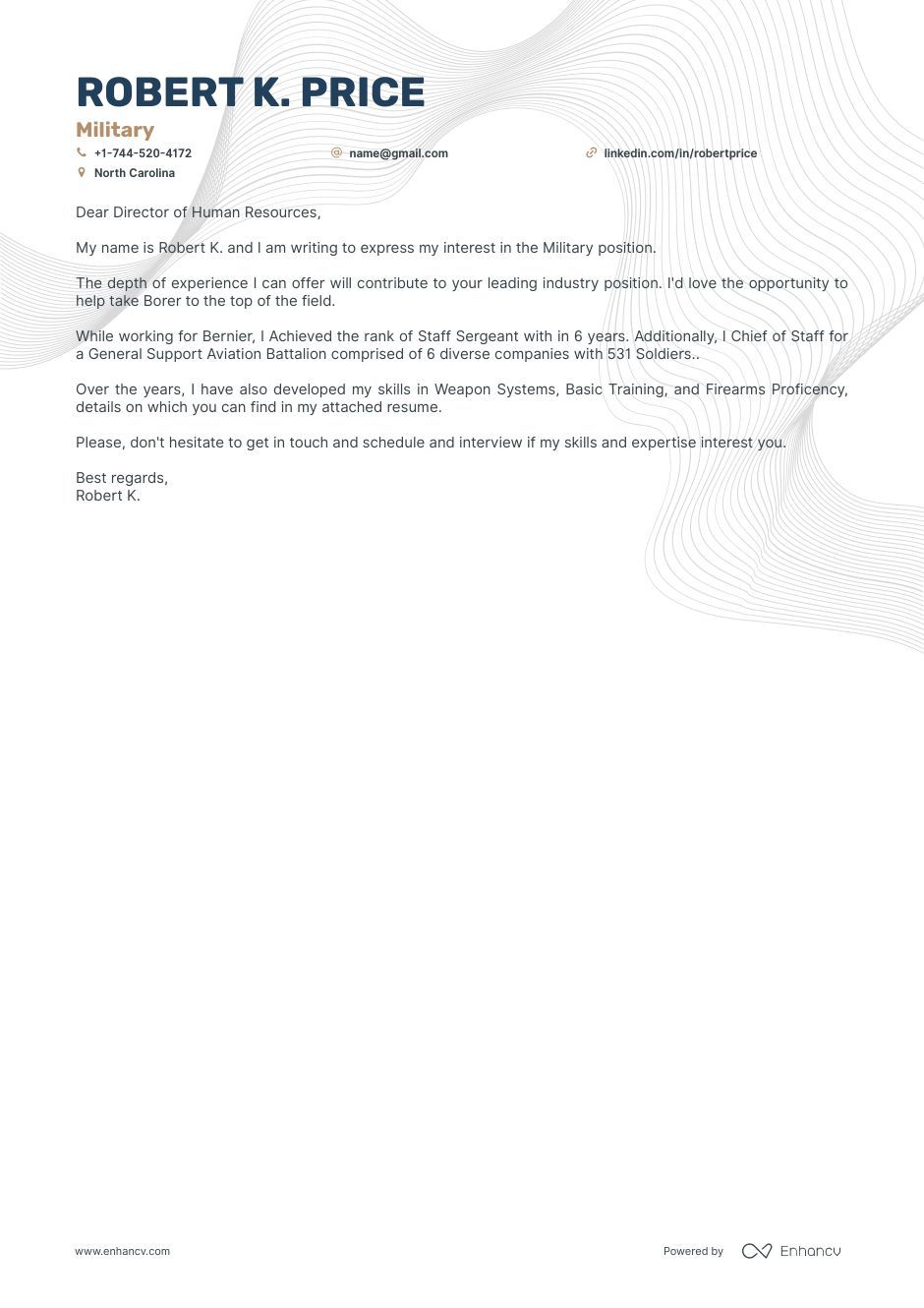 Real Military Cover Letter Example for 2023