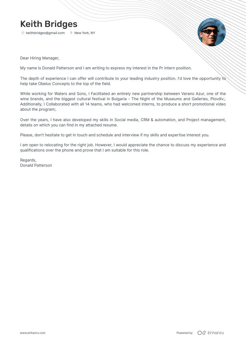 Real Pr Intern Cover Letter Example for 2023