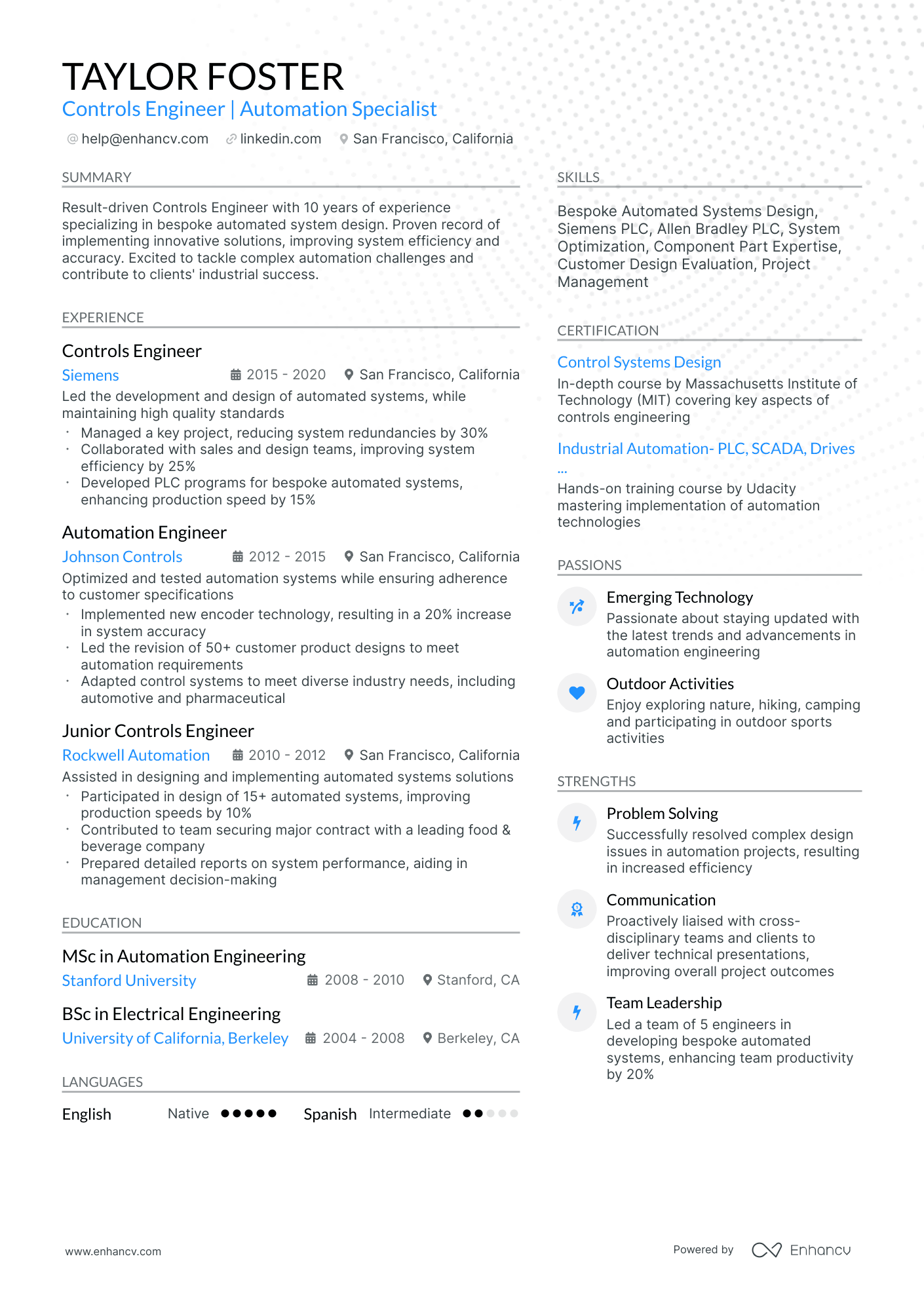 10 Controls Engineer Resume Examples & Guide for 2026