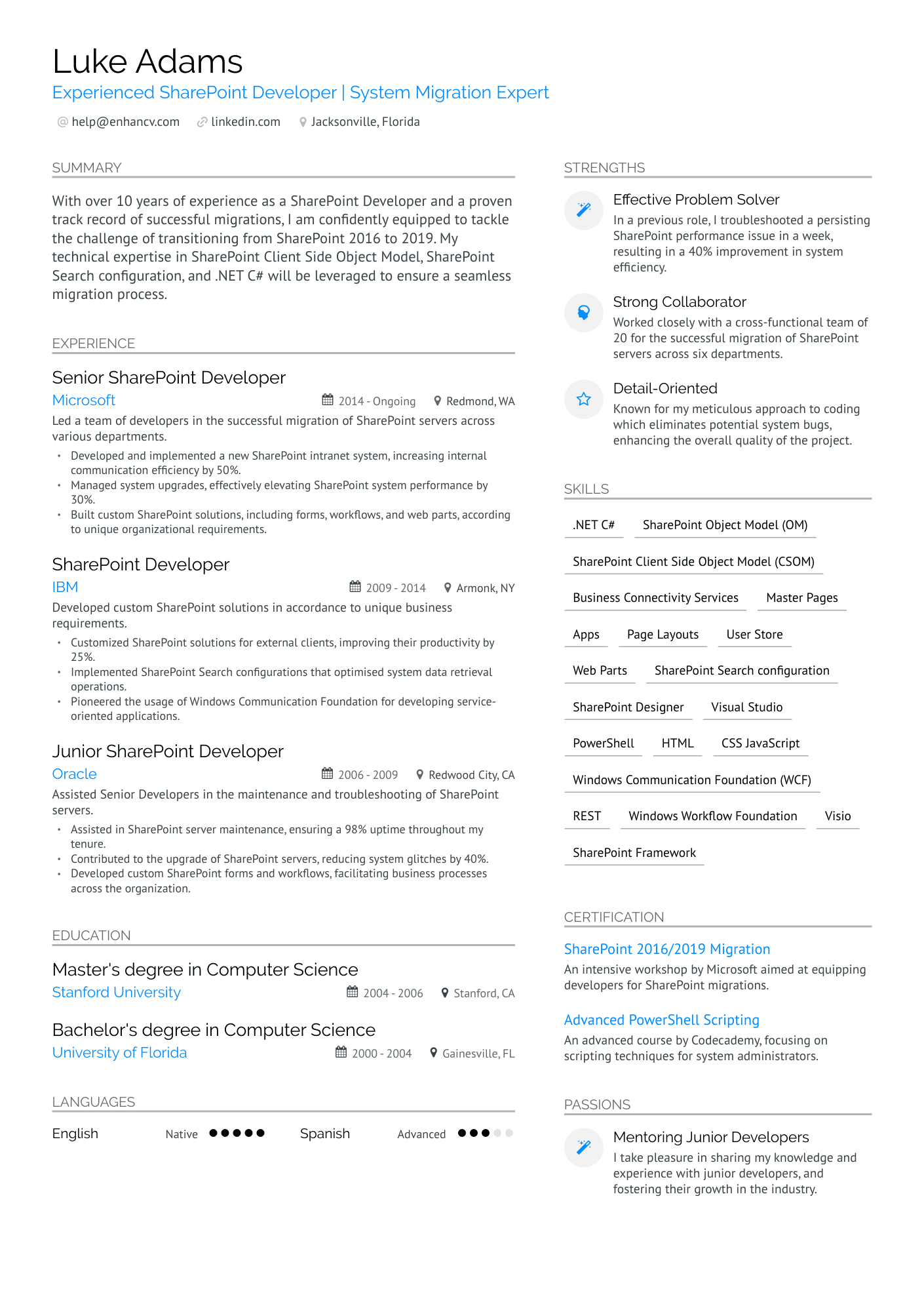 7 Sharepoint Developer Resume Examples & Guide for 2024