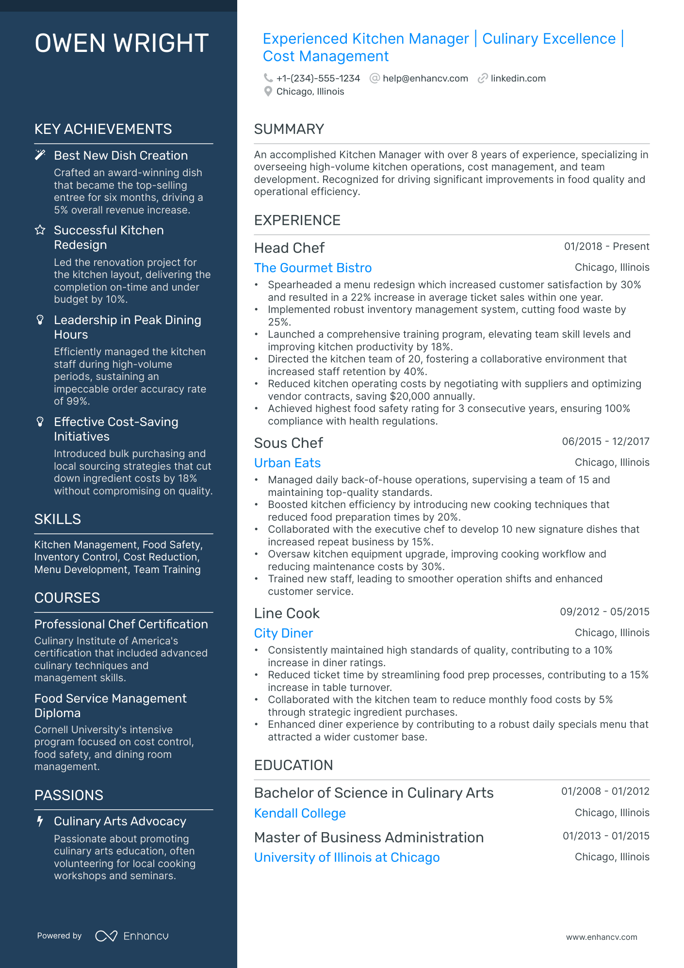 10 Kitchen Manager Resume Examples, Templates & Guide for 2026