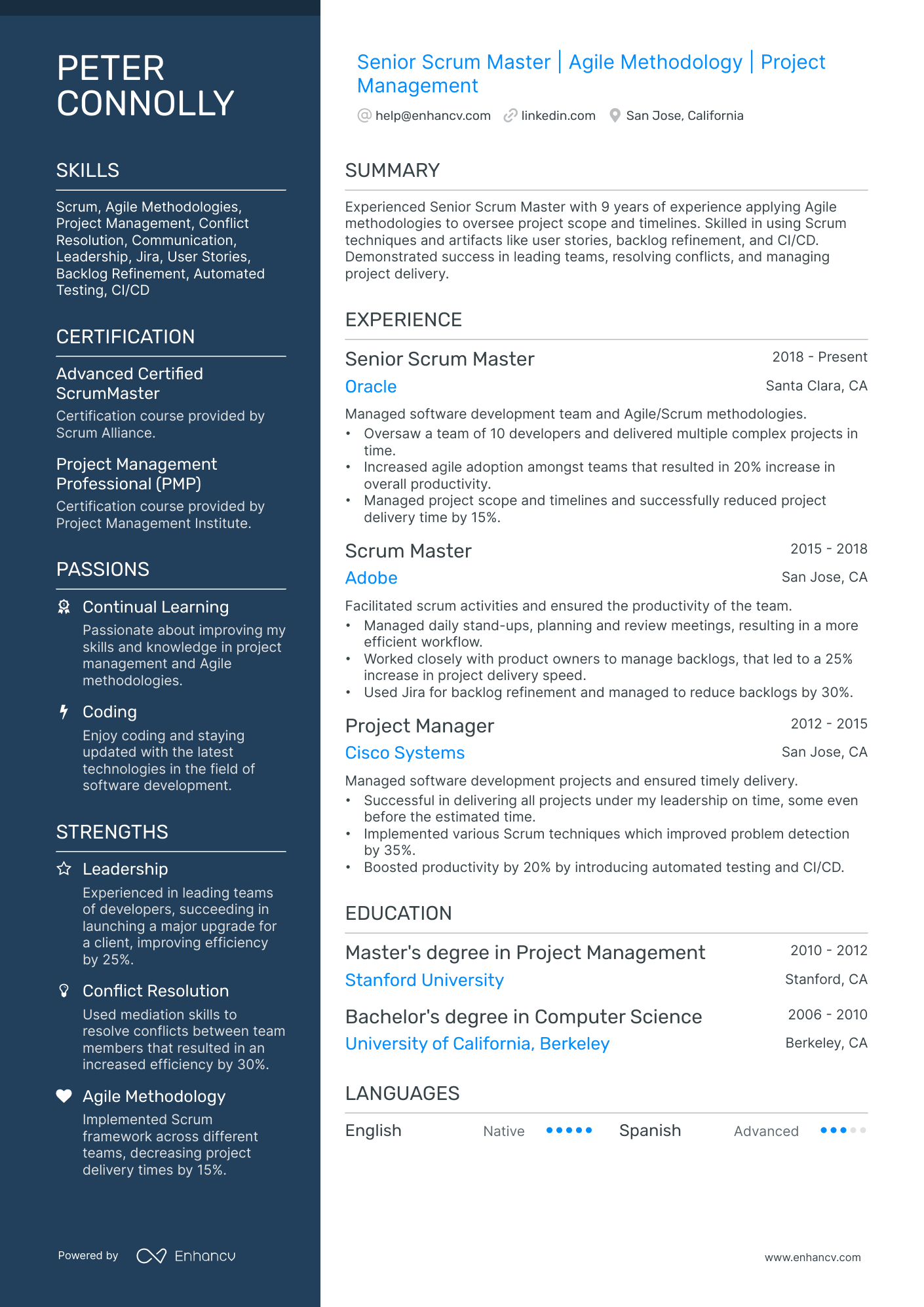 10 Senior Scrum Master Resume Examples & Guide for 2026