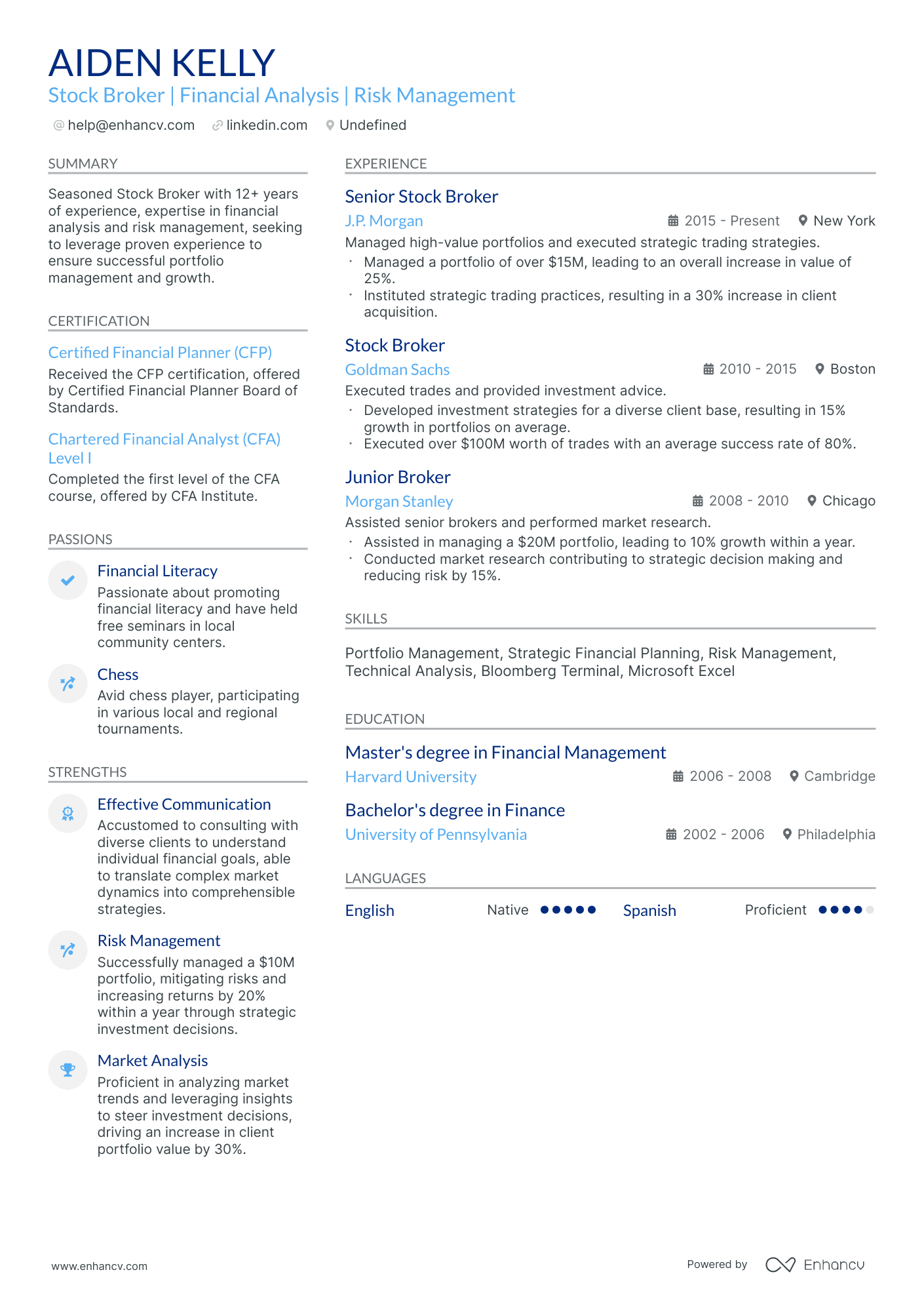 10 Stock Broker Resume Examples & Guide for 2026