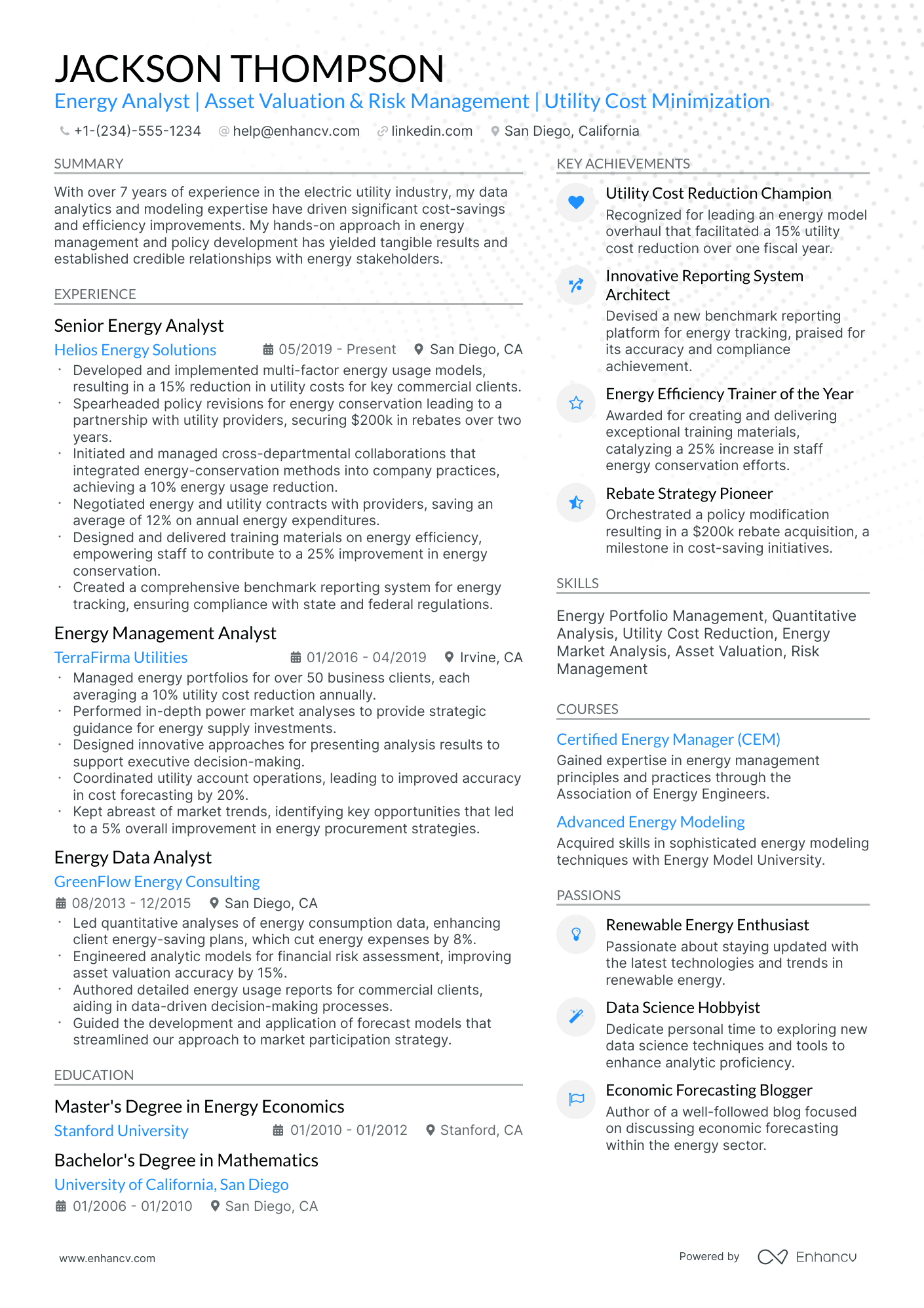 10 Energy Manager Resume Examples & Guide for 2026