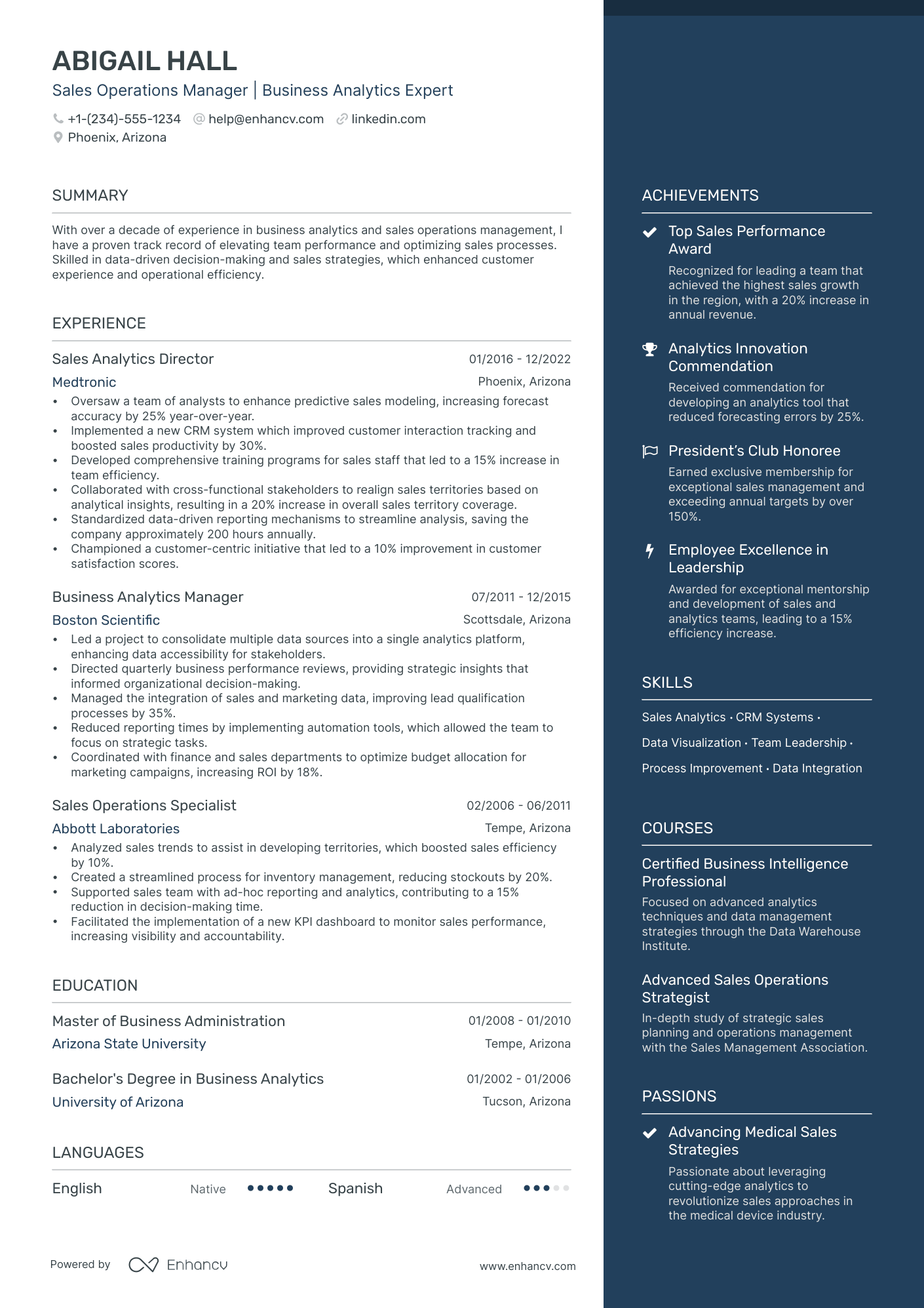 5 Sales Operations Manager Resume Examples & Guide for 2024
