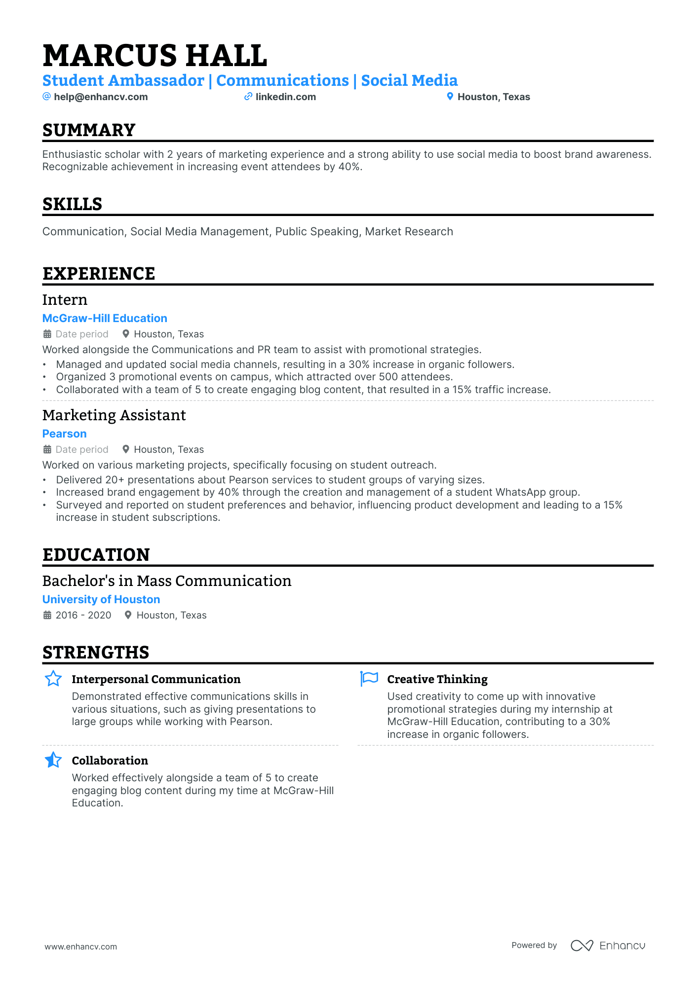 10 Student Ambassador Resume Examples & Guide for 2026