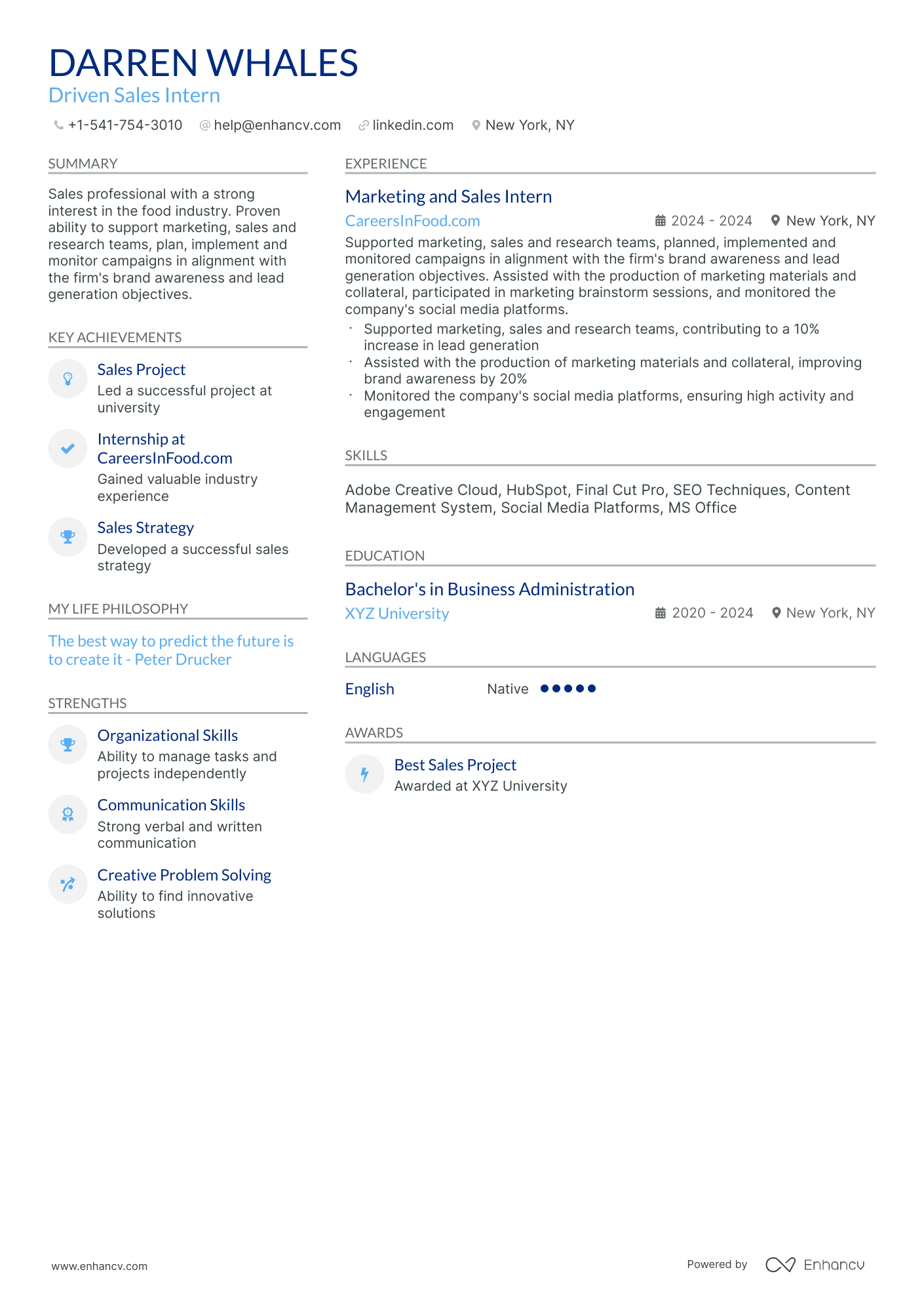 10 Sales Intern Resume Examples & Guide for 2025