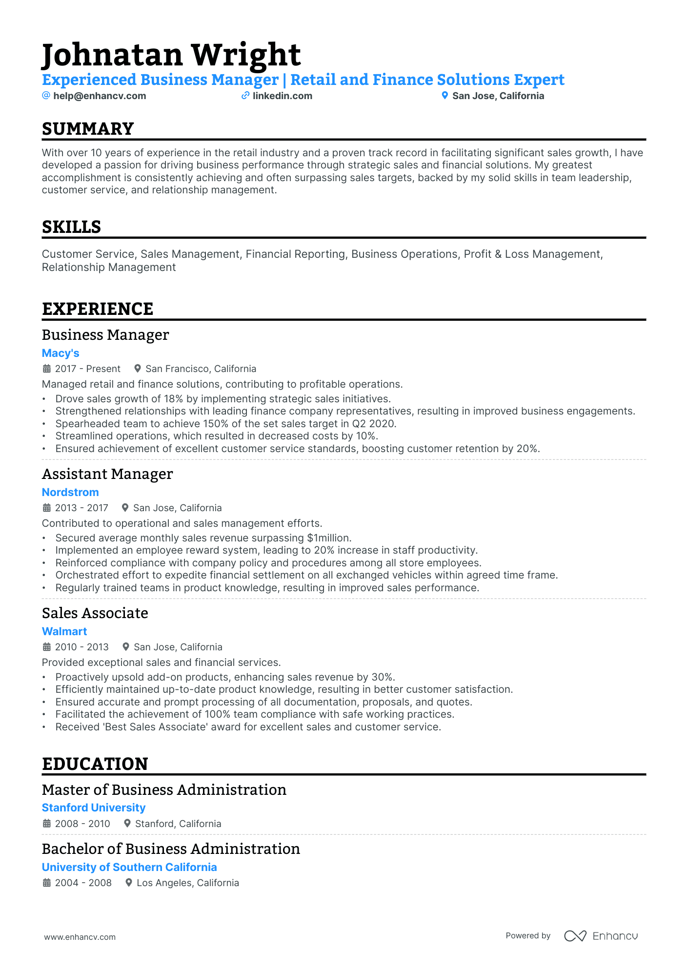 10 Business Manager Resume Examples & Guide for 2025
