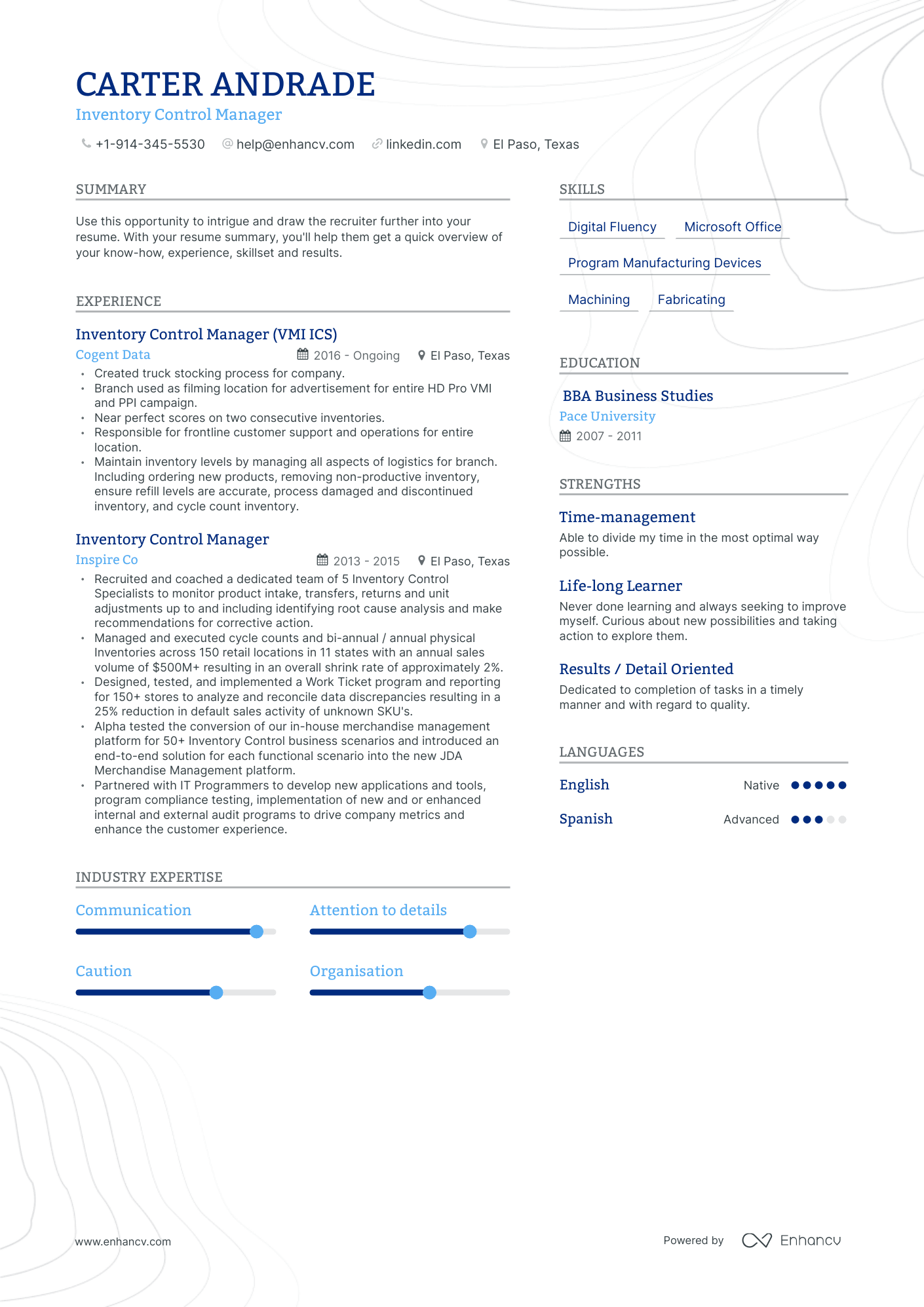 Inventory Control Manager Resume Examples & Guide for 2023 (Layout ...