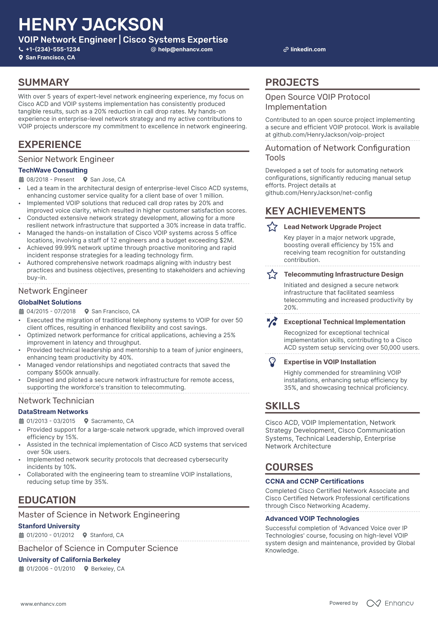 10 VoIP Network Engineer Resume Examples & Guide for 2026