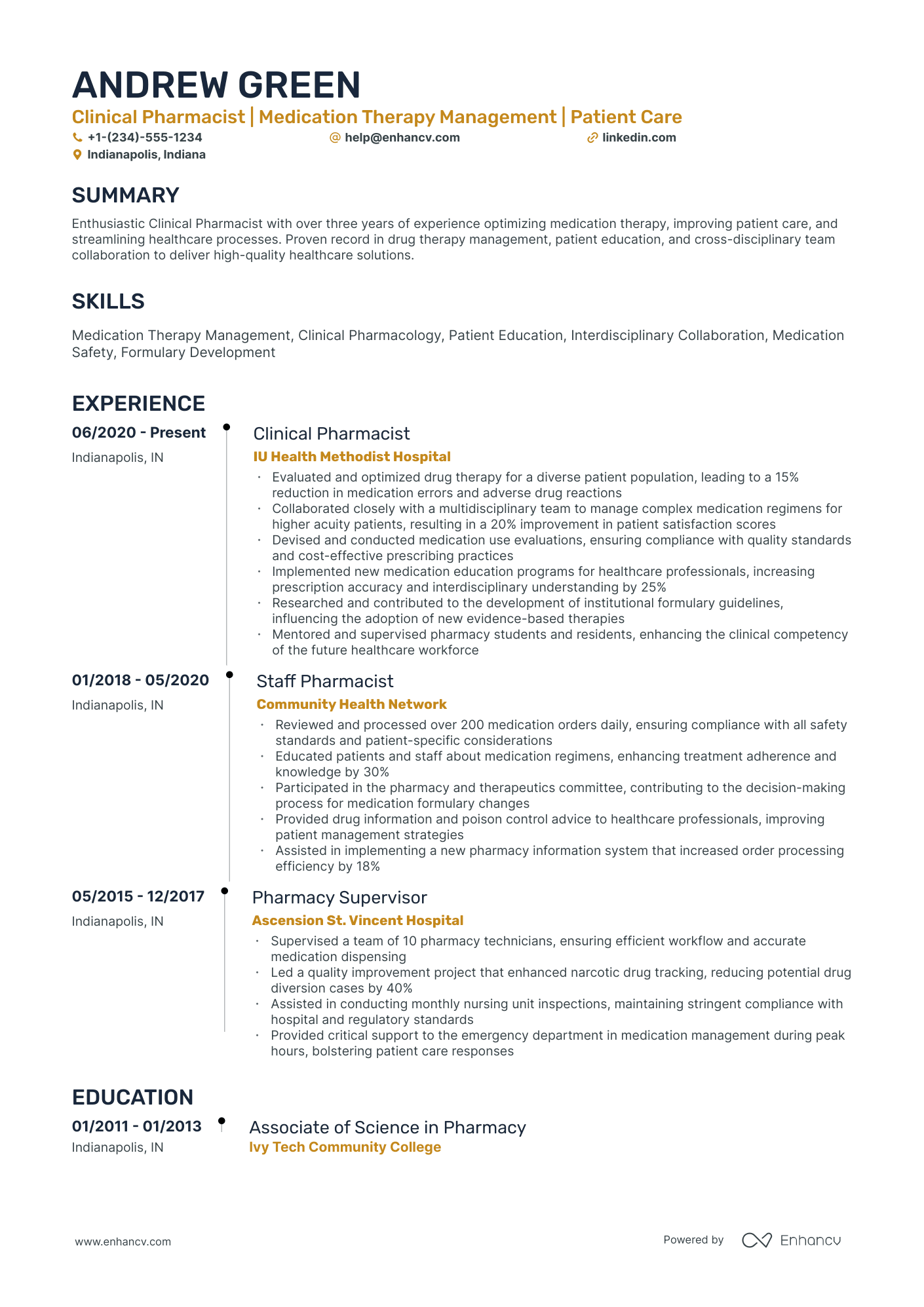 10 Hospital Pharmacist Resume Examples & Guide for 2026