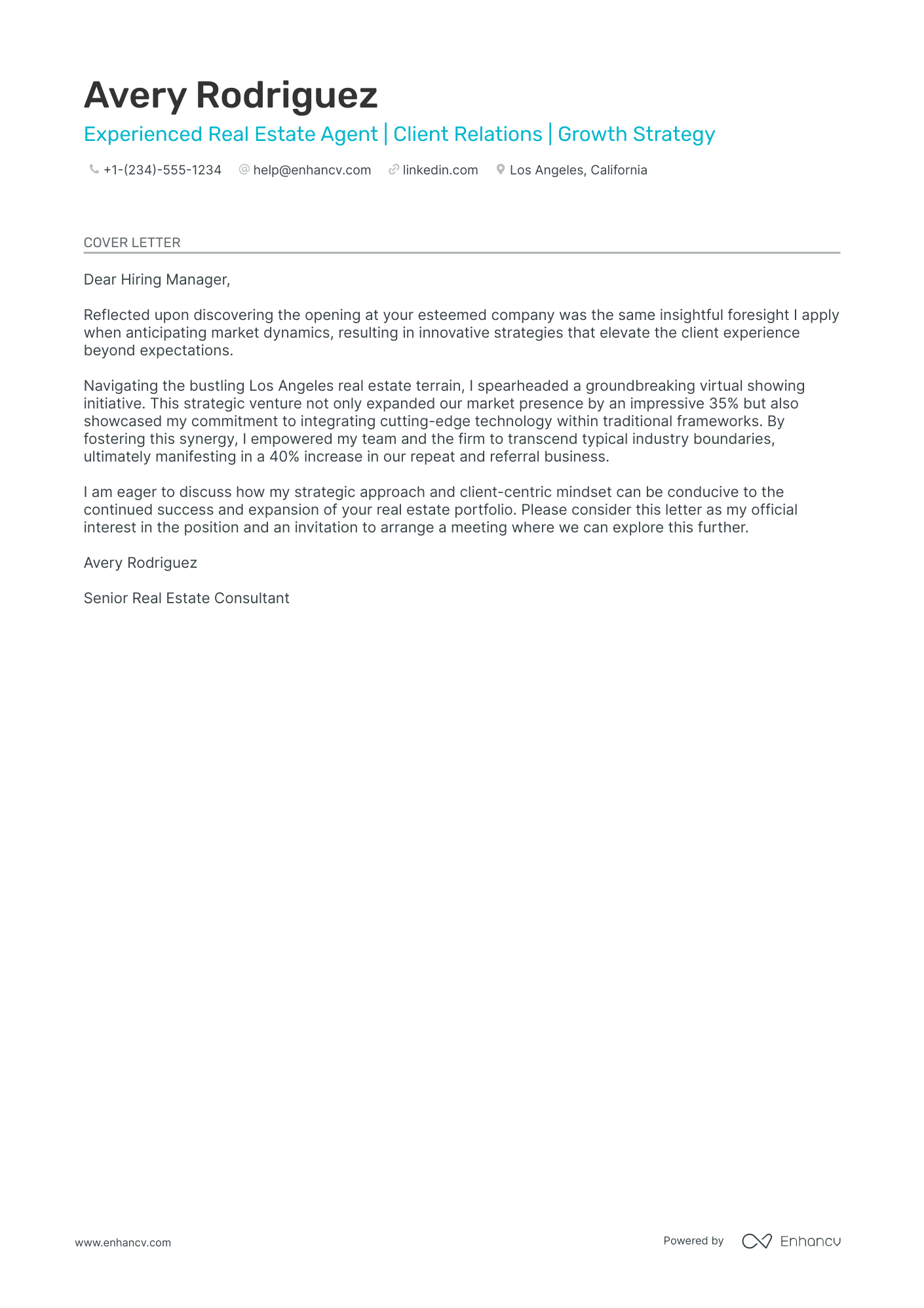 21 Professional Real Estate Agent Cover Letter Examples and Template ...