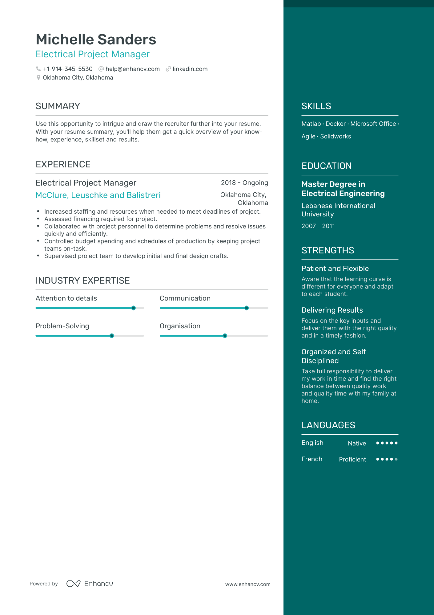 Electrical Project Manager Resume Examples & Guide for 2023 (Layout ...