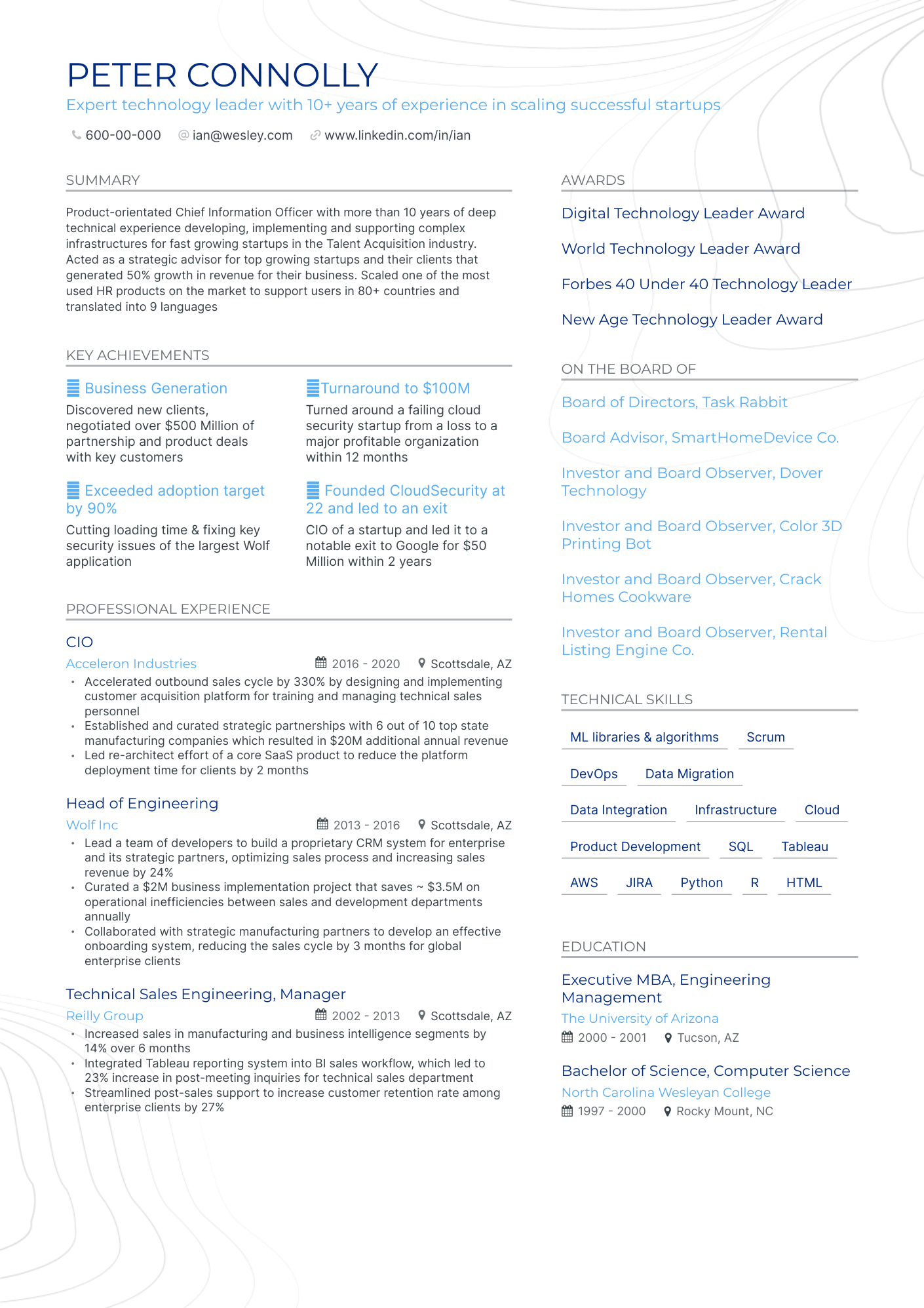 5 Chief Information Officer (CIO) Resume Examples & Guide for 2023