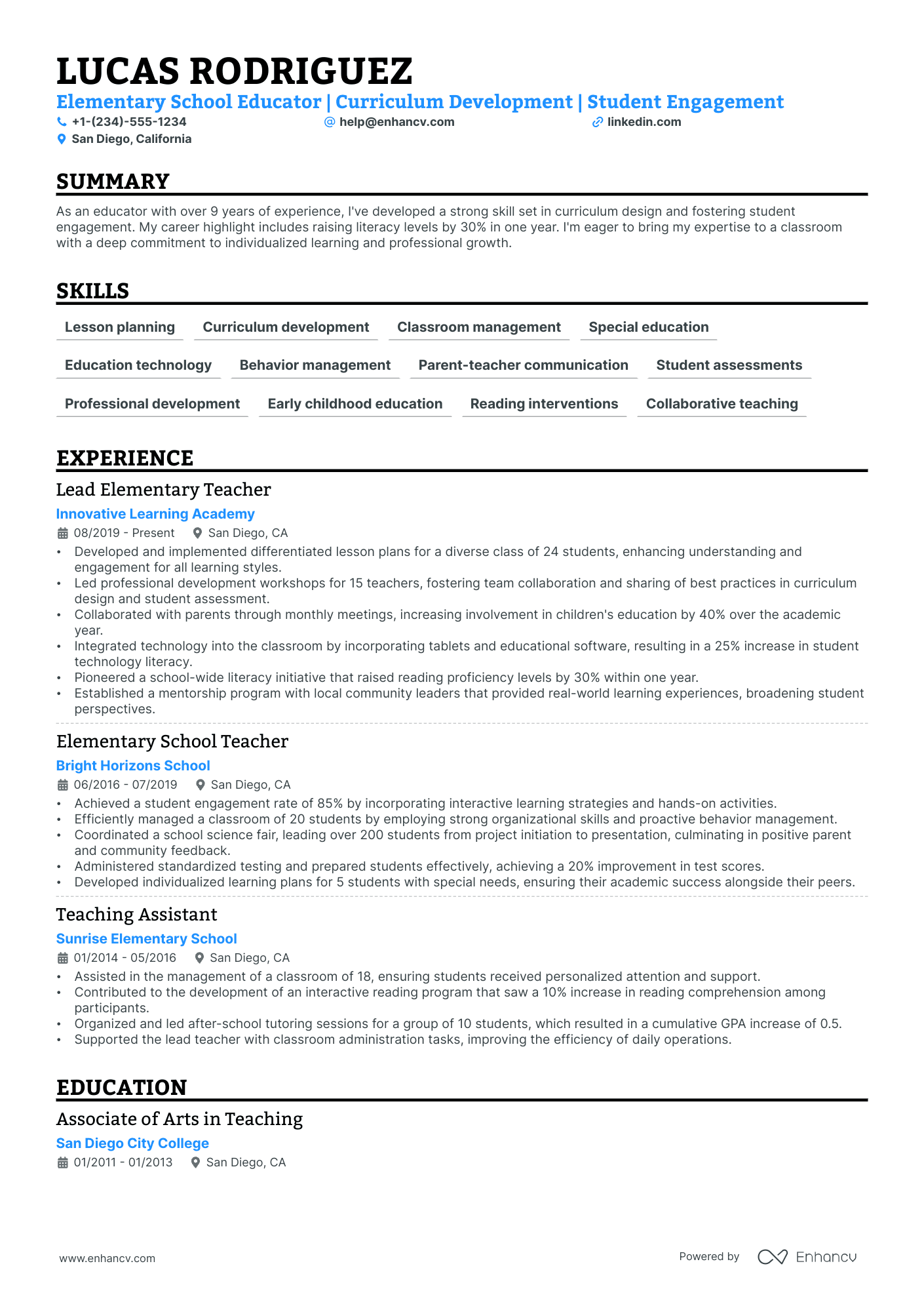 5 First Grade Teacher Resume Examples & Guide for 2024