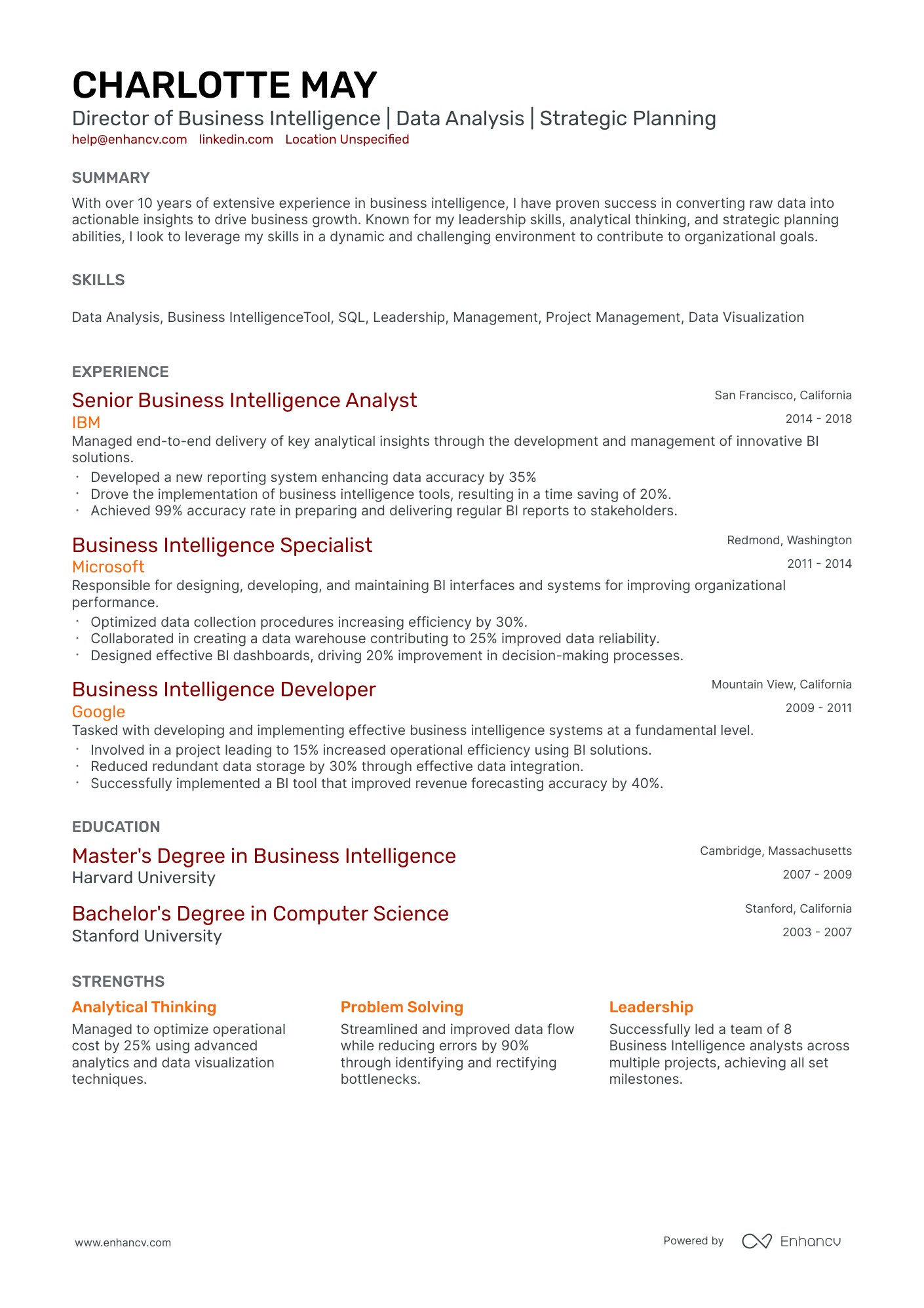 10 Business Intelligence Director Resume Examples & Guide for 2026
