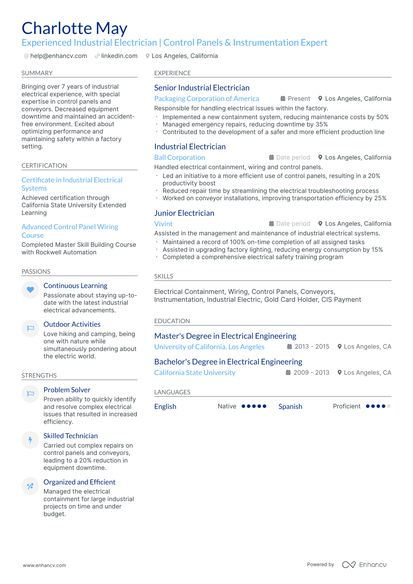 10 Industrial Electrician Resume Examples & Guide for 2026