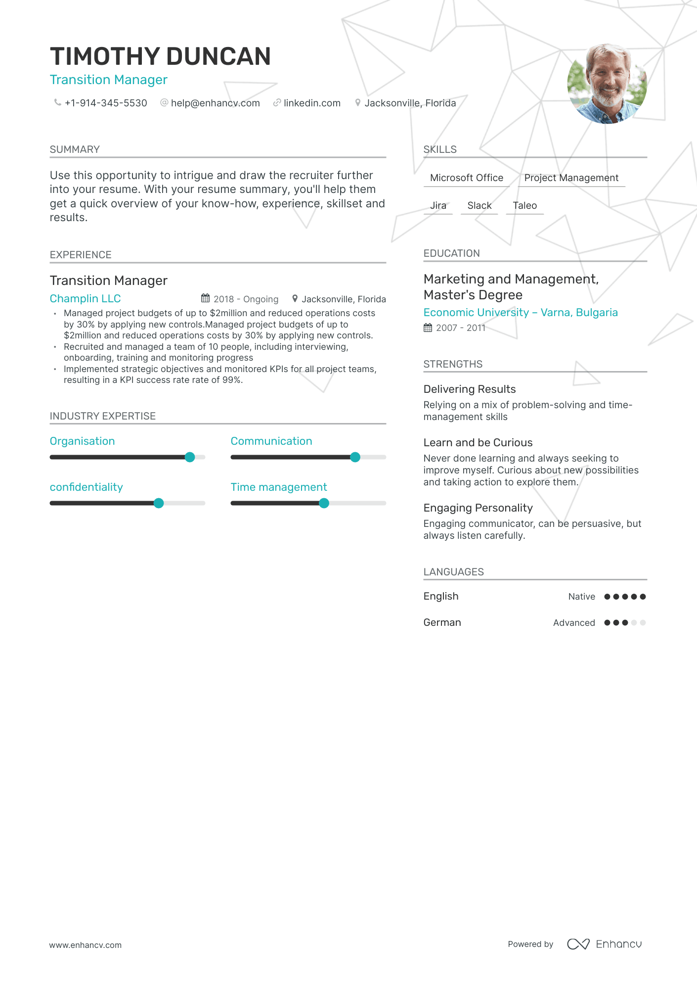 Transition Manager Resume Examples & Guide for 2023 (Layout, Skills ...