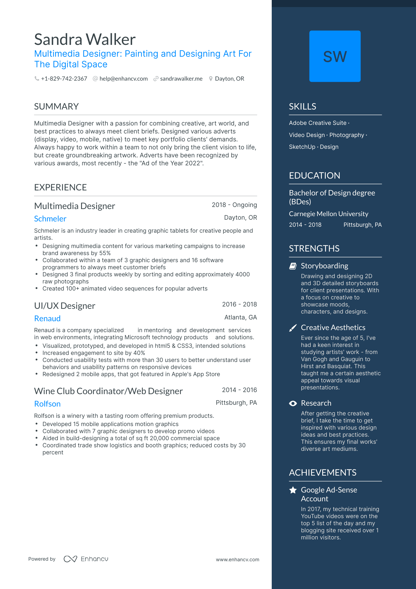 5 Multimedia Designer Resume Examples & Guide for 2023
