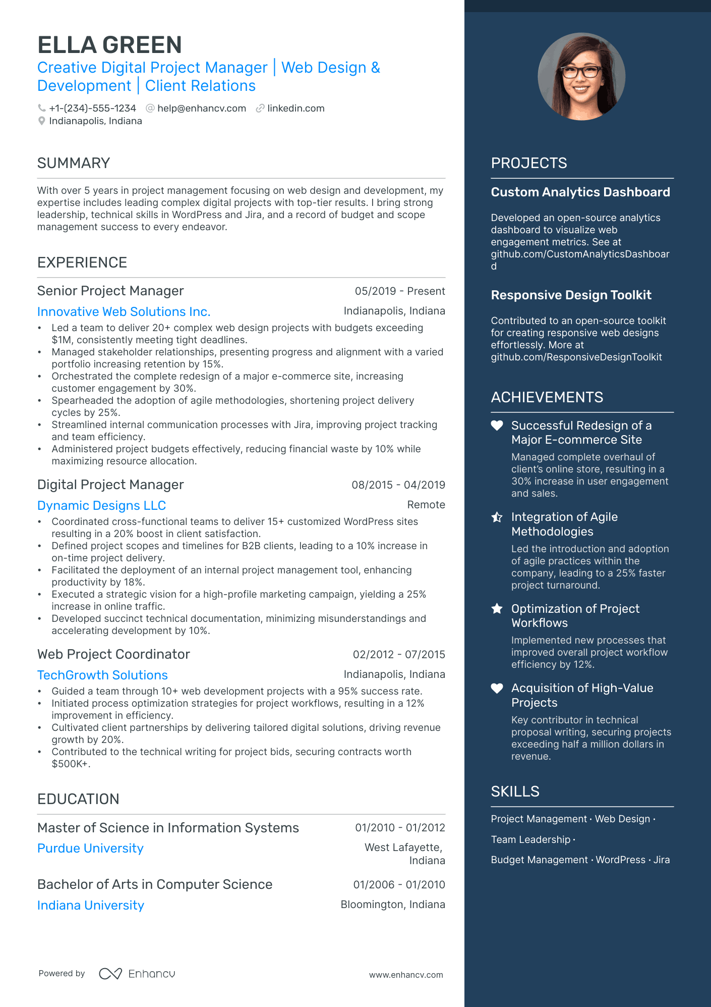 5 Web Project Manager Resume Examples & Guide for 2024