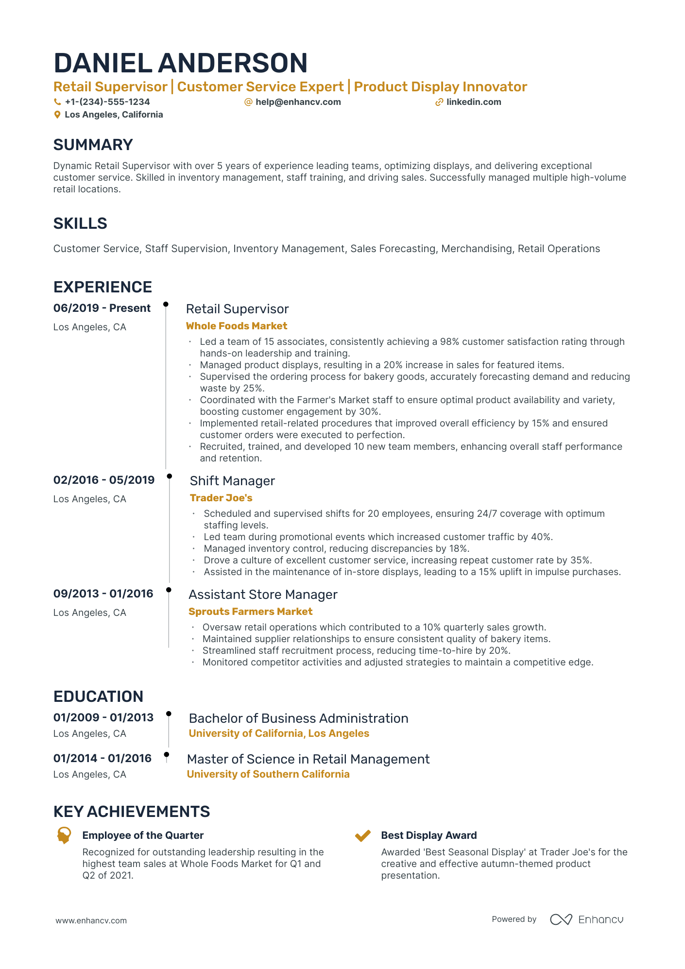 10 Retail Sales Supervisor Resume Examples & Guide for 2026